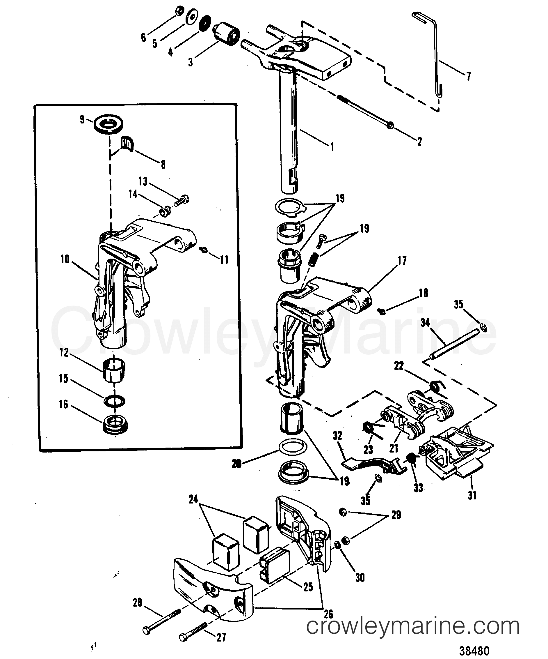 SWIVEL BRACKET ASSEMBLY - 1985 Outboard 25 [ML] 1025225 | Crowley Marine