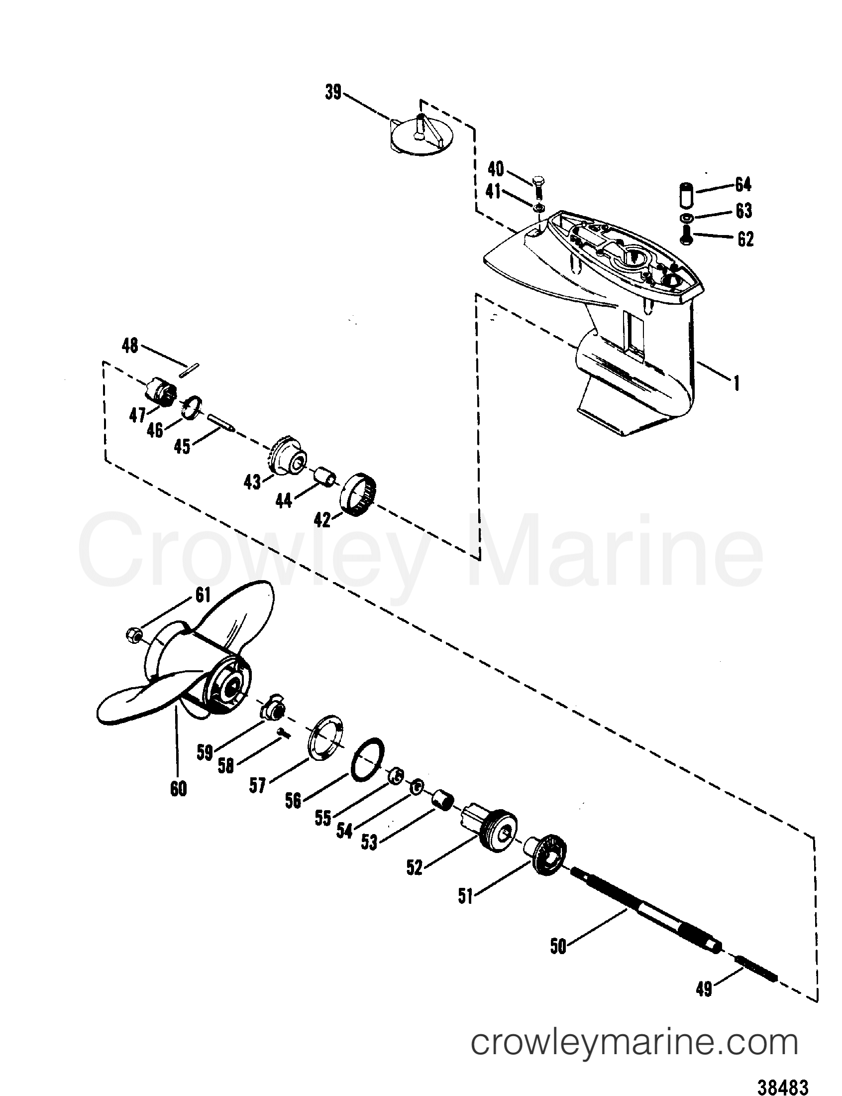 GEAR HOUSING(PROPELLER SHAFT) - 1986 Outboard 20 [M] 1020206 | Crowley ...