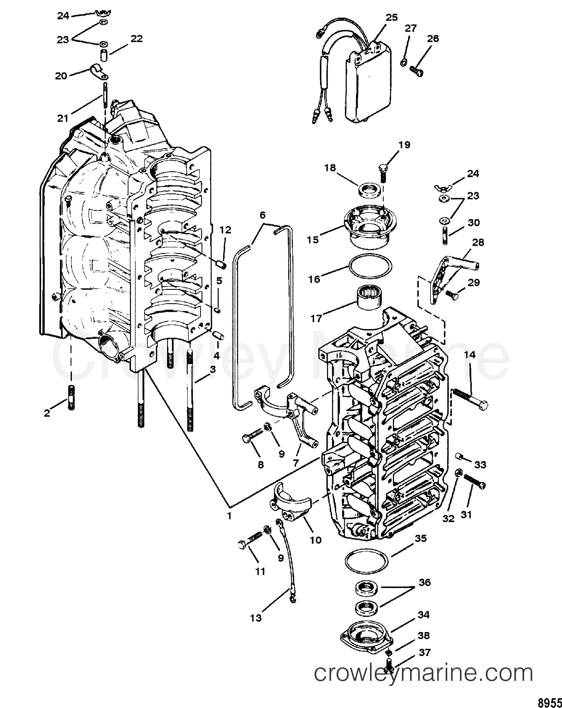 CYLINDER BLOCK AND END CAPS - 1994 Race Outboard 150 [PRO-MAX ...