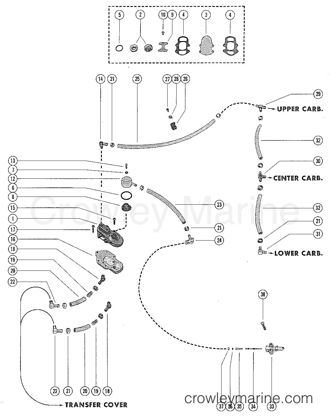 FUEL PUMP AND FUEL LINE ASSEMBLY - Serial Range Outboard 900, 90 ...