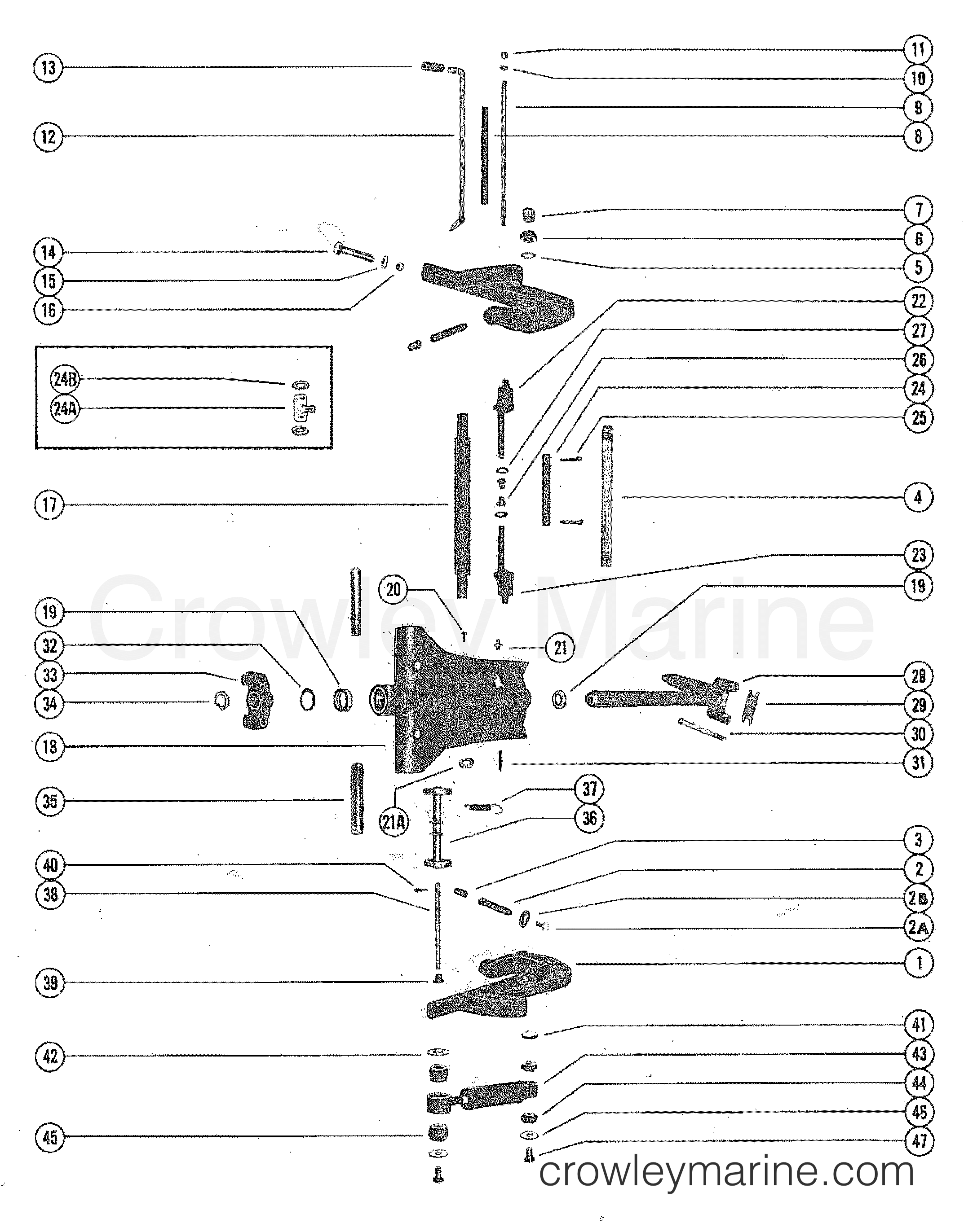 CLAMP AND SWIVEL BRACKET ASSEMBLY - 1977 Outboard 70 1700507 | Crowley ...