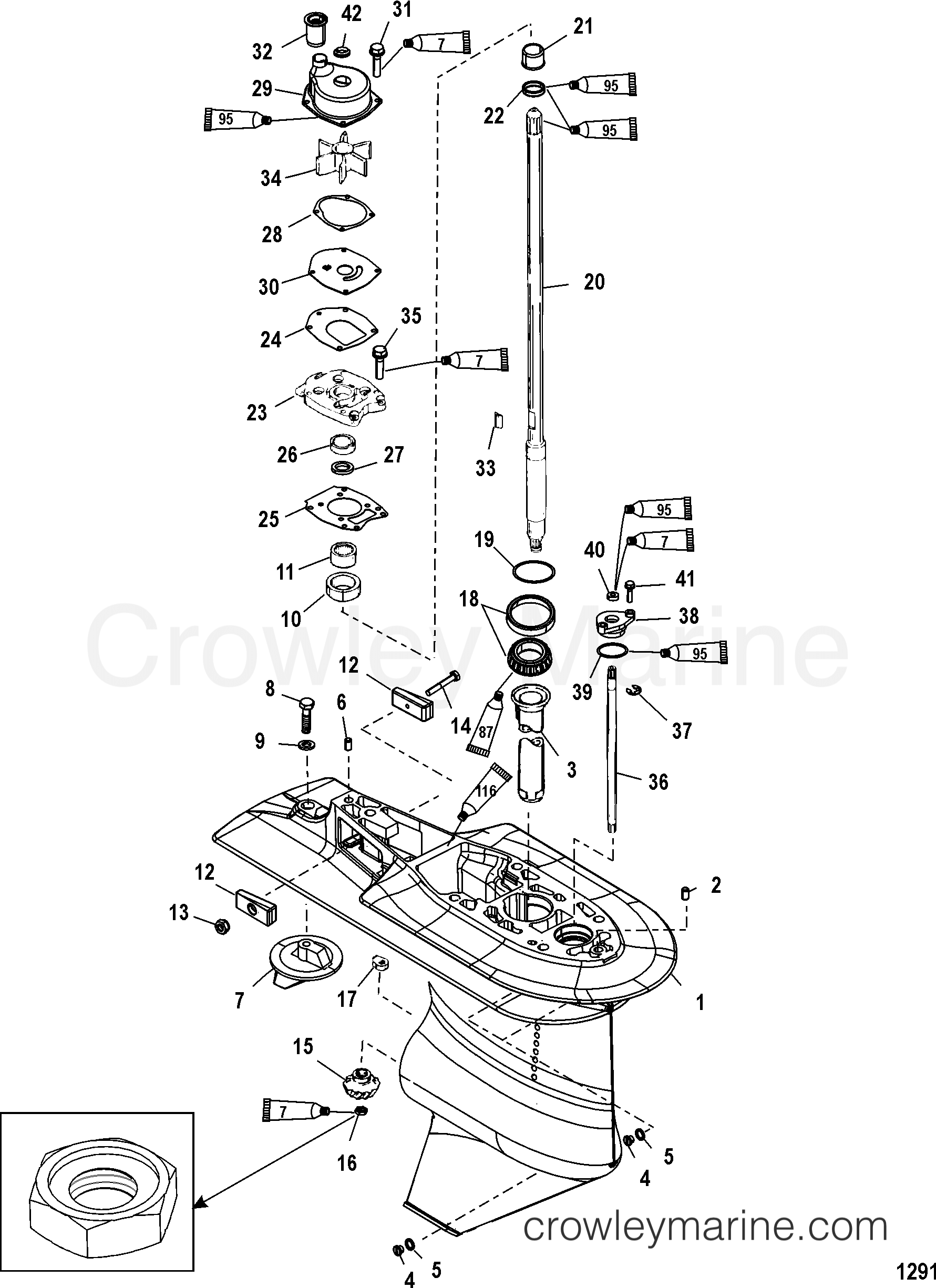 GEAR HOUSING(DRIVE-2.31:1)(BELGIUM-0P216184 AND BELOW) - 2003 Outboard ...