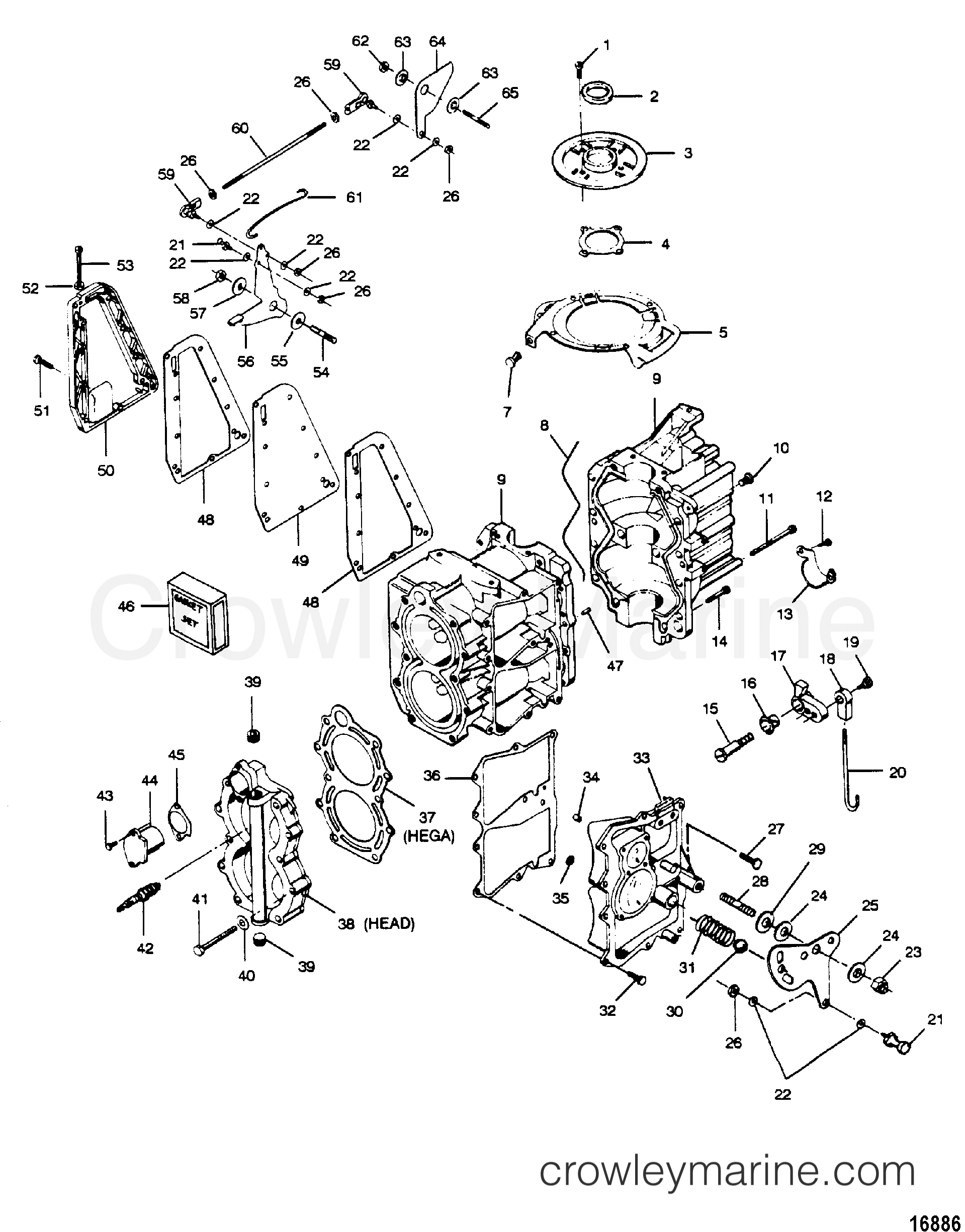 POWER HEAD - 1989 Outboard 35 H0355D89A [A] | Crowley Marine