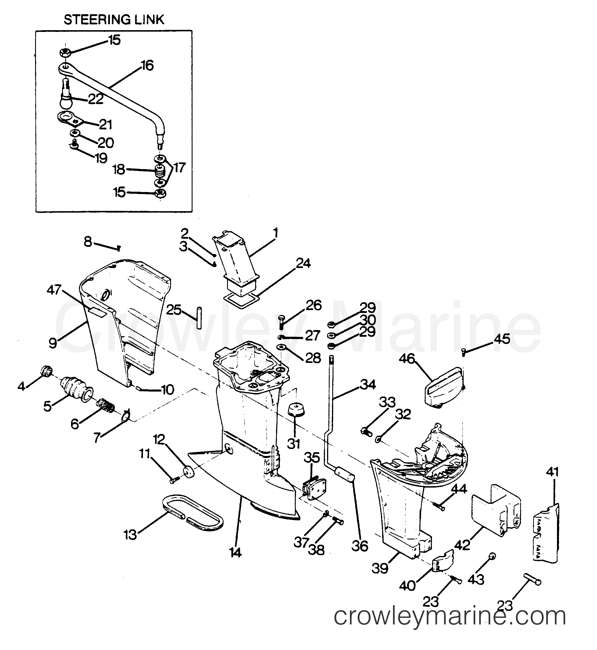 MOTOR LEG - 1988 Outboard 85 H0853F88B | Crowley Marine