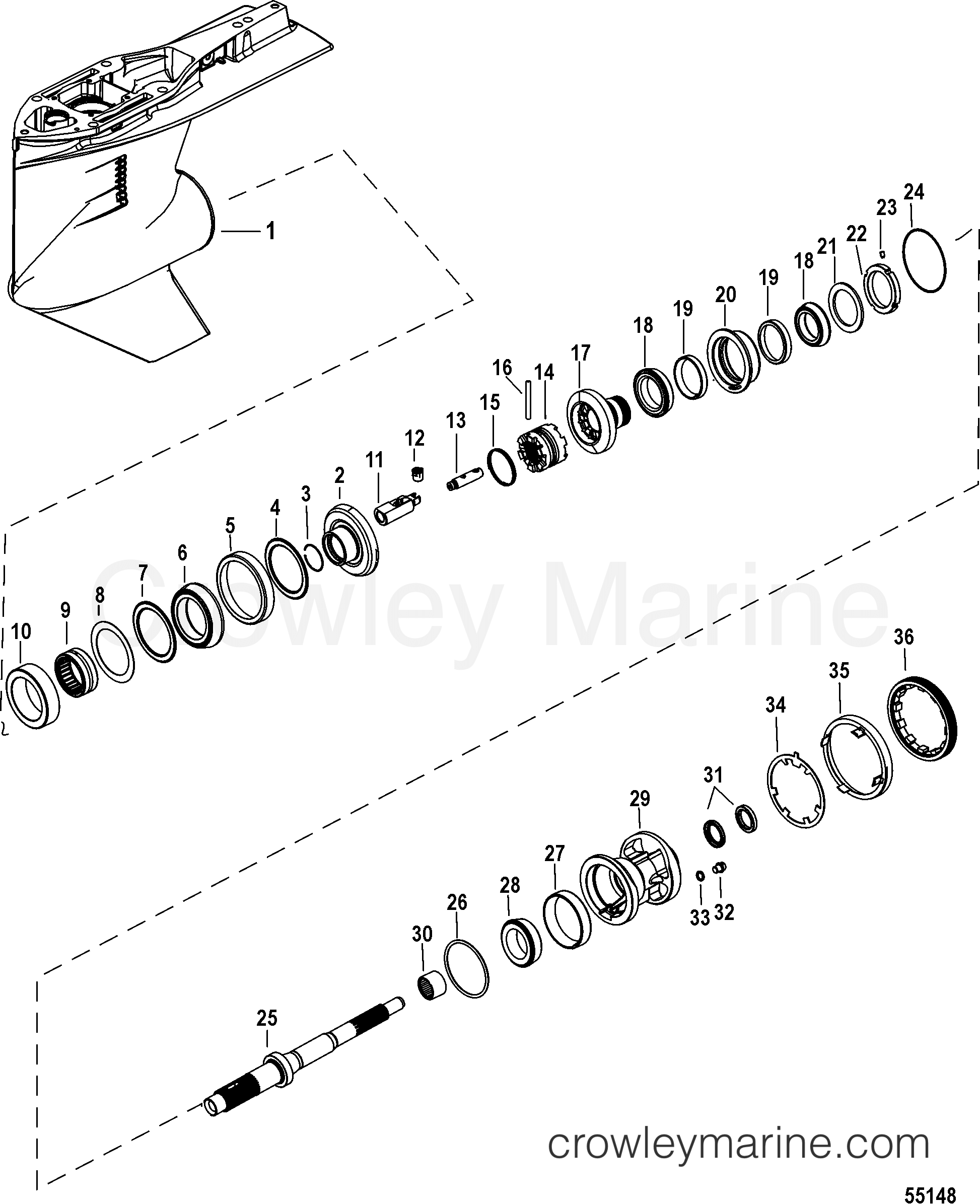 GEAR HOUSING, PROPELLER SHAFT, 2.38:1 COUNTER ROTATION - 2014 Outboard ...