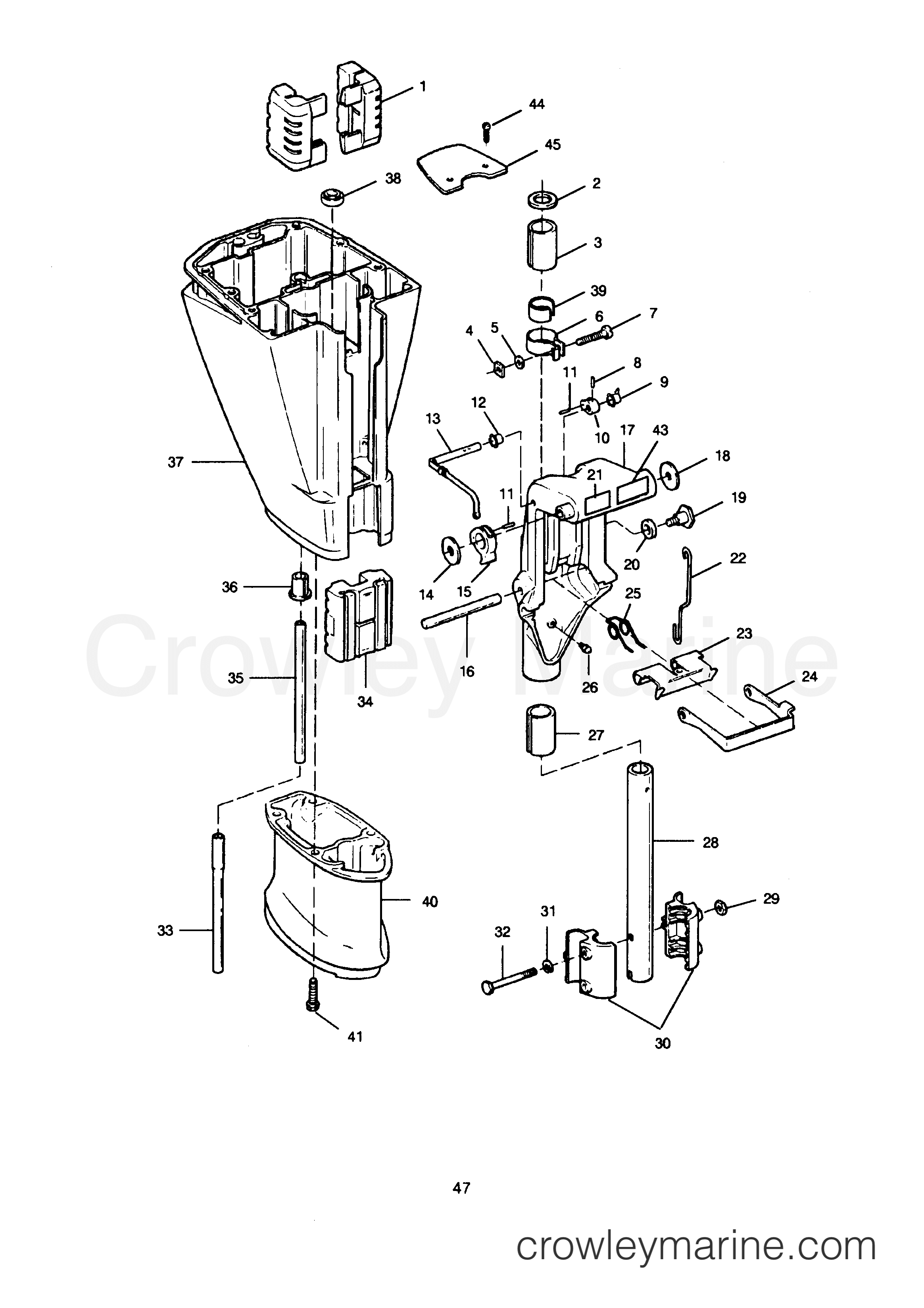 MOTOR LEG AND SWIVEL BRACKET - 1991 Outboard 15 225.581494 | Crowley Marine