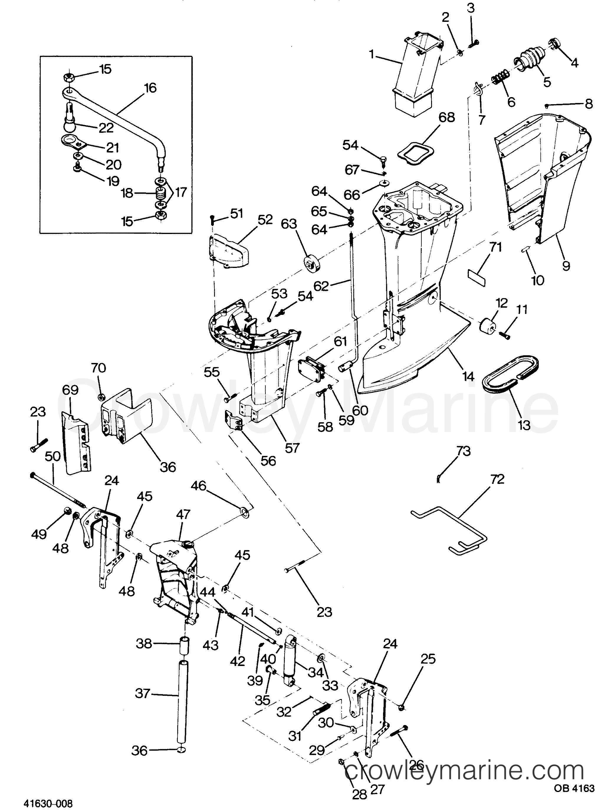 MOTOR LEG - 1987 Outboard 125 H1251F87B | Crowley Marine