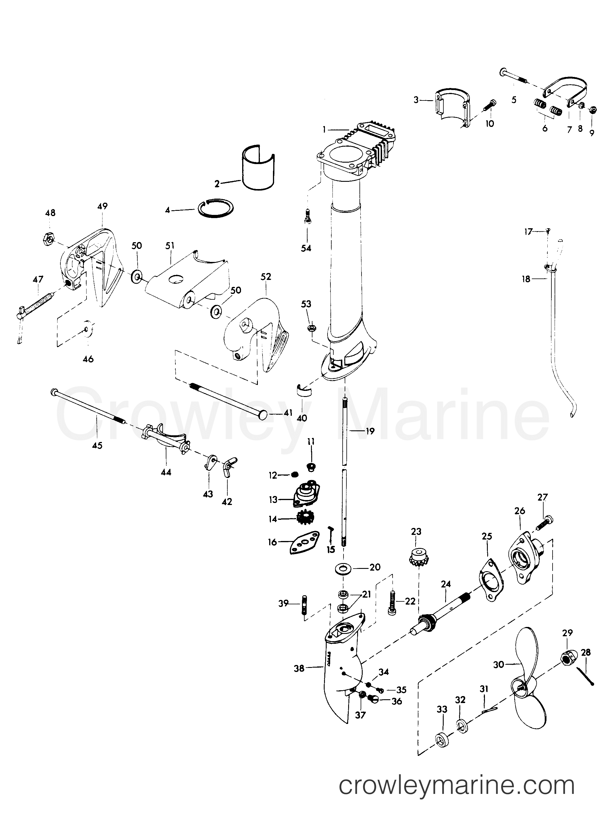 MOTOR LEG AND GEAR HOUSING - 1975 Outboard 3.6 H0033H75C | Crowley Marine