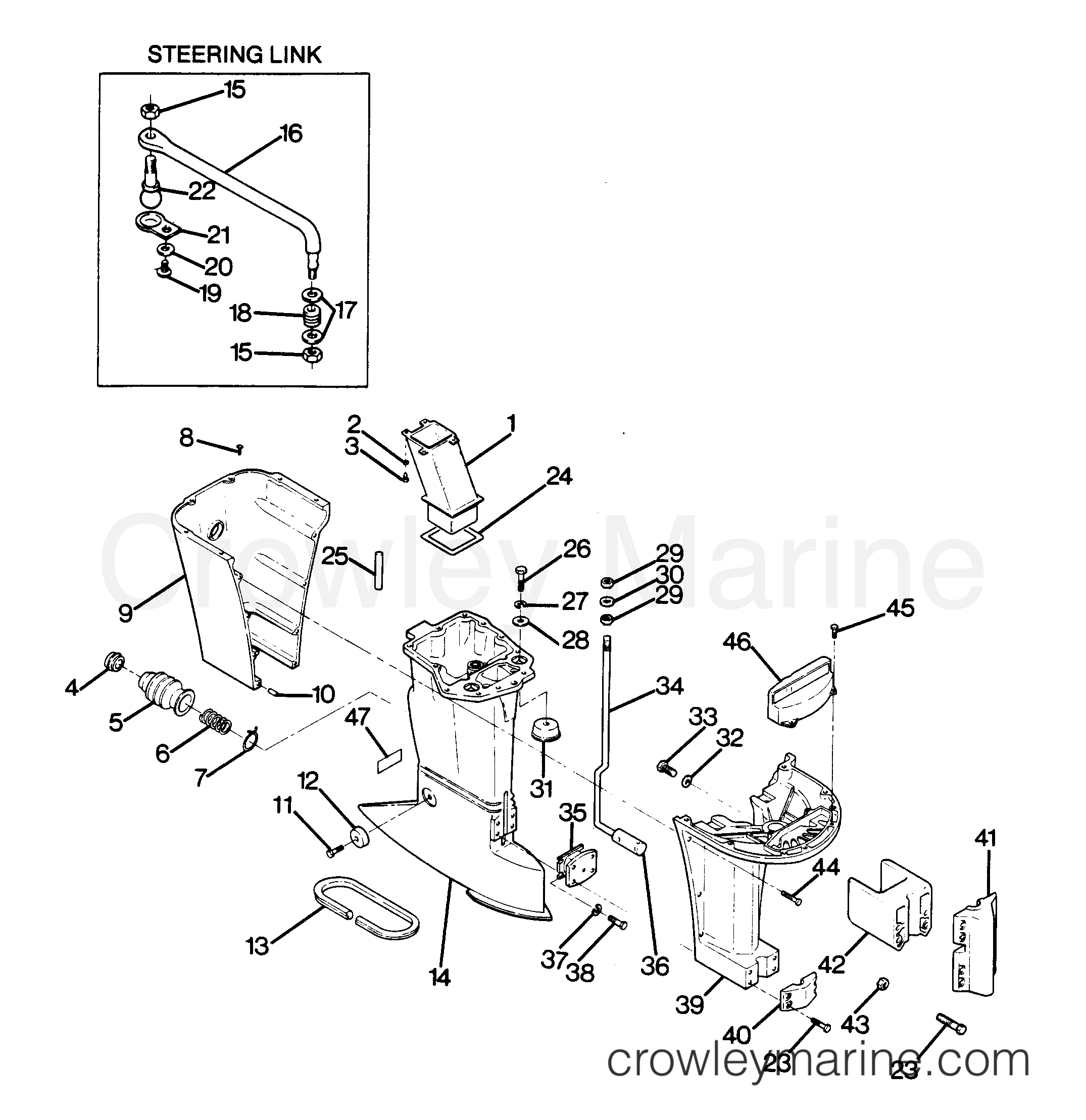 MOTOR LEG - 1988 Outboard 85 H0851X88A | Crowley Marine