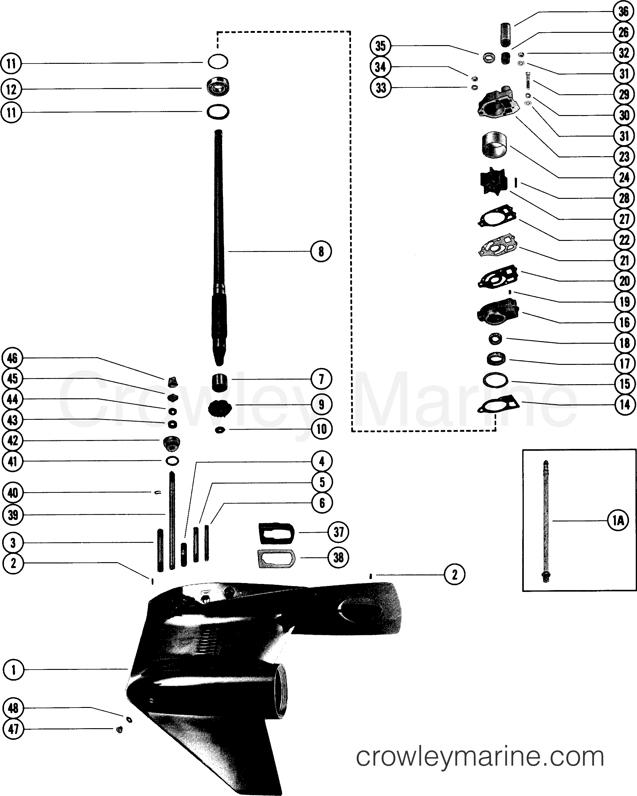 GEAR HOUSING ASSEMBLY, COMPLETE (PAGE 1) - 1978 Outboard 90 [ELPT ...