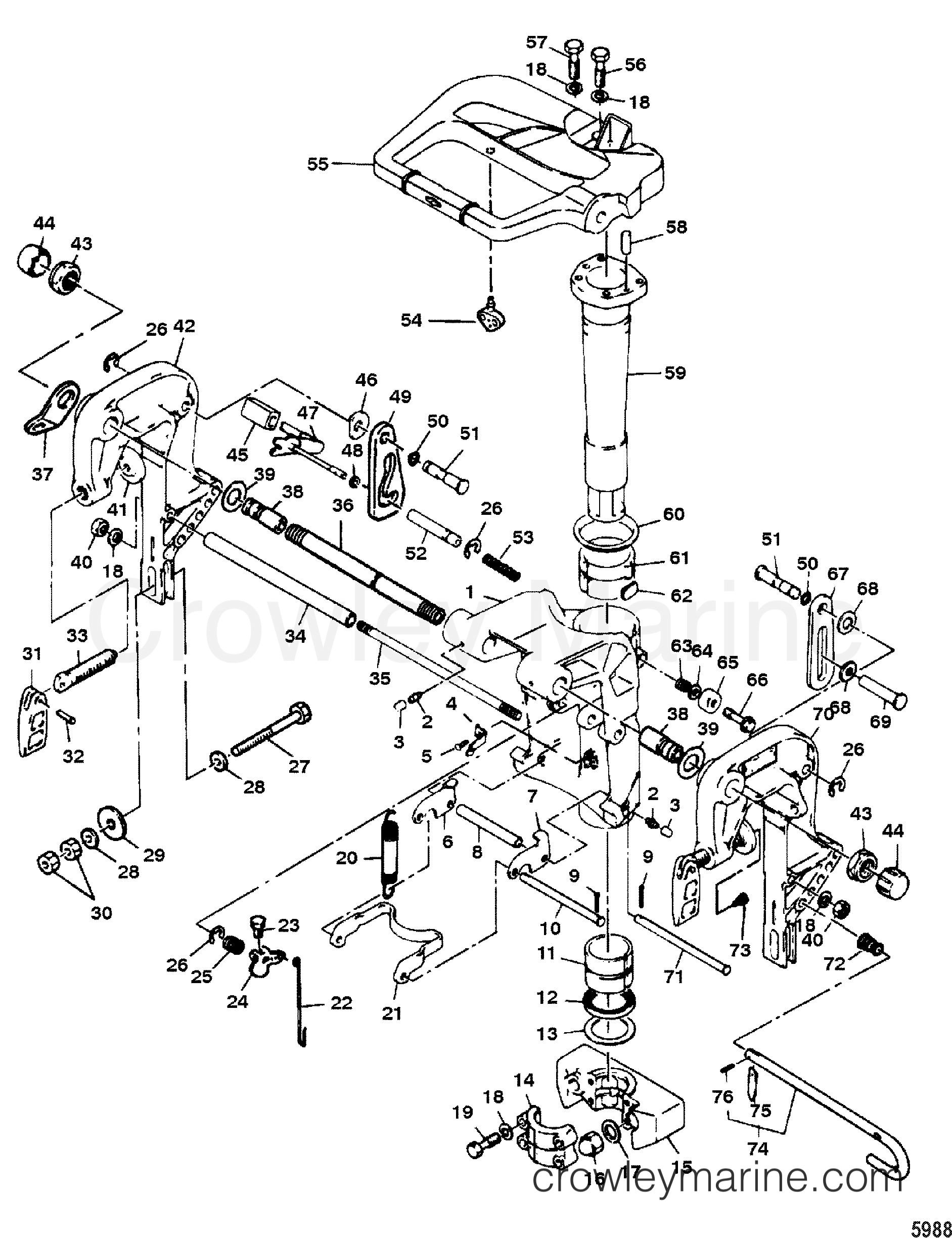 CLAMP AND SWIVEL BRACKET/REVERSE LOCK - 1989 Outboard 40 [ML] 7040218PW ...