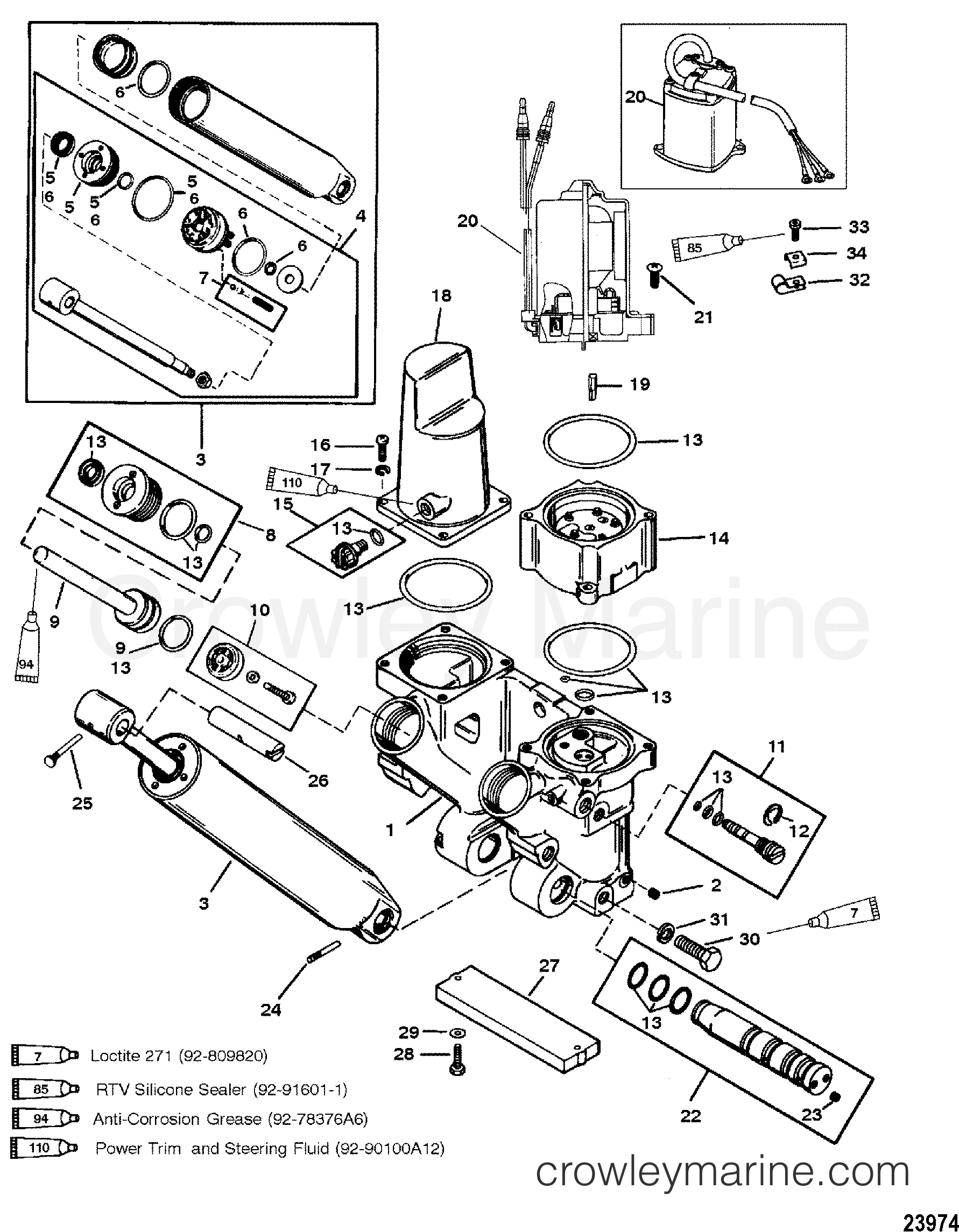 POWER TRIM COMPONENTS - Serial Range Outboard 225 MARATHON (3.0L CARB ...