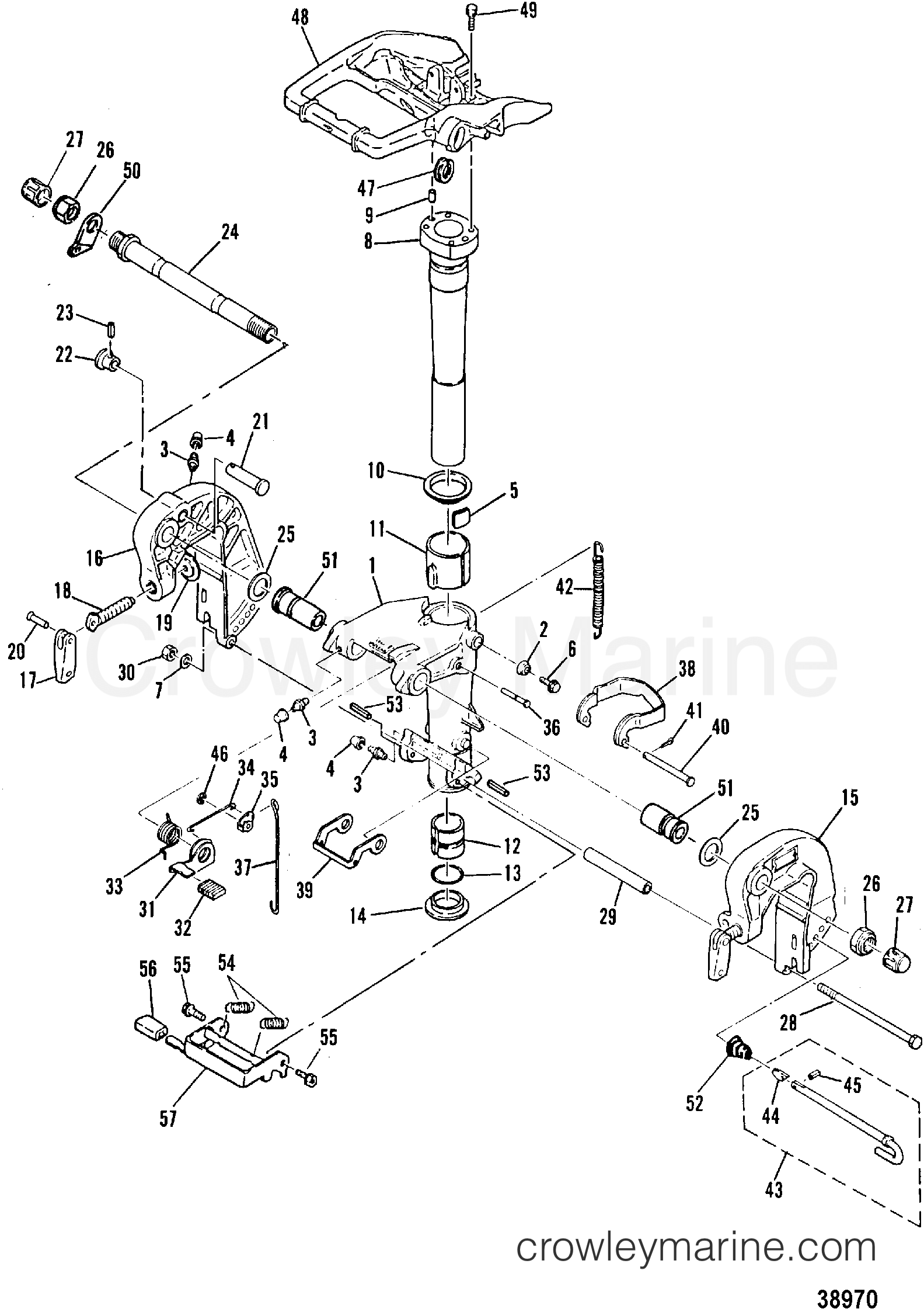 CLAMP AND SWIVEL BRACKET/REVERSE LOCK - 1985 Outboard 30 [M] 7030205 ...