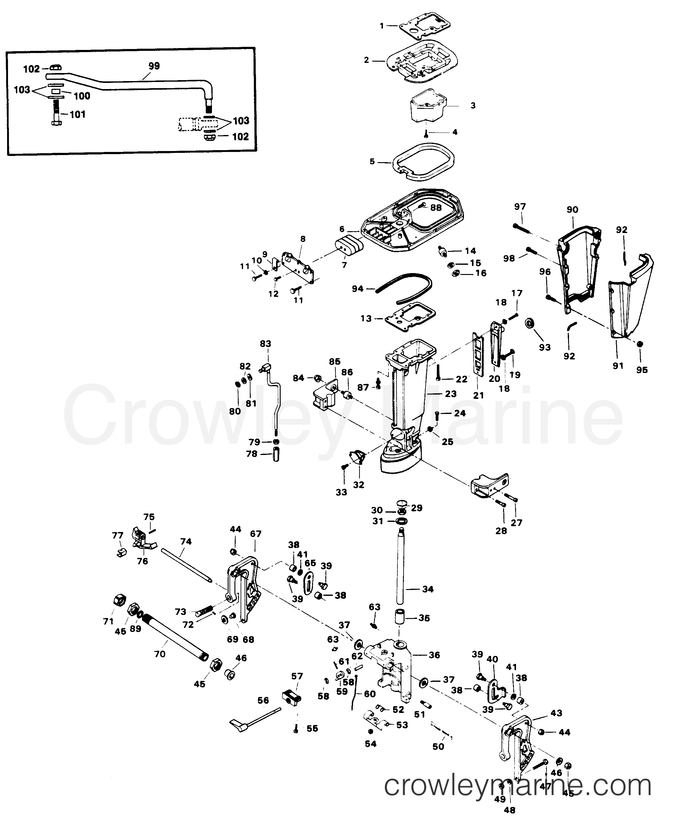 MOTOR LEG - 1985 Outboard 50 H0507B85A | Crowley Marine