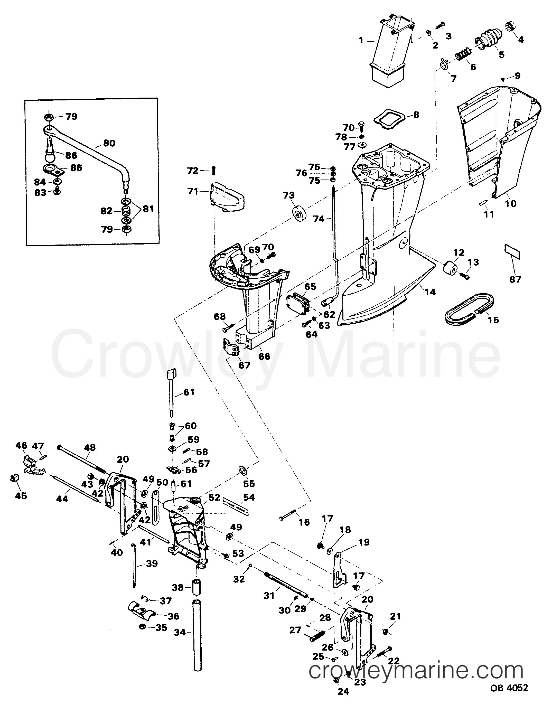 MOTOR LEG - 1985 Outboard 85 H0856F85A | Crowley Marine