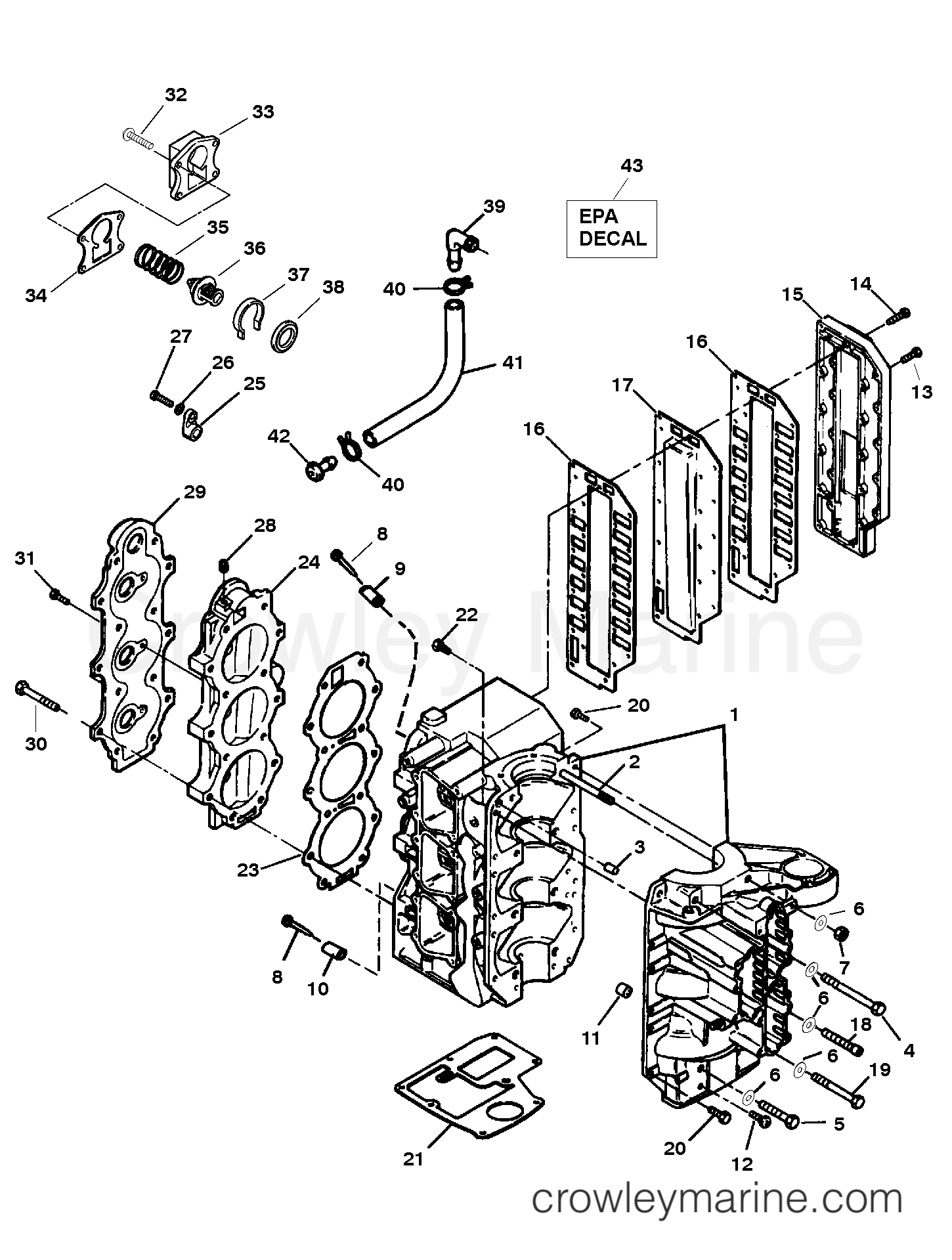 CYLINDER BLOCK ASSEMBLY - 1998 Outboard 75 H075412UD [ELPT] | Crowley ...