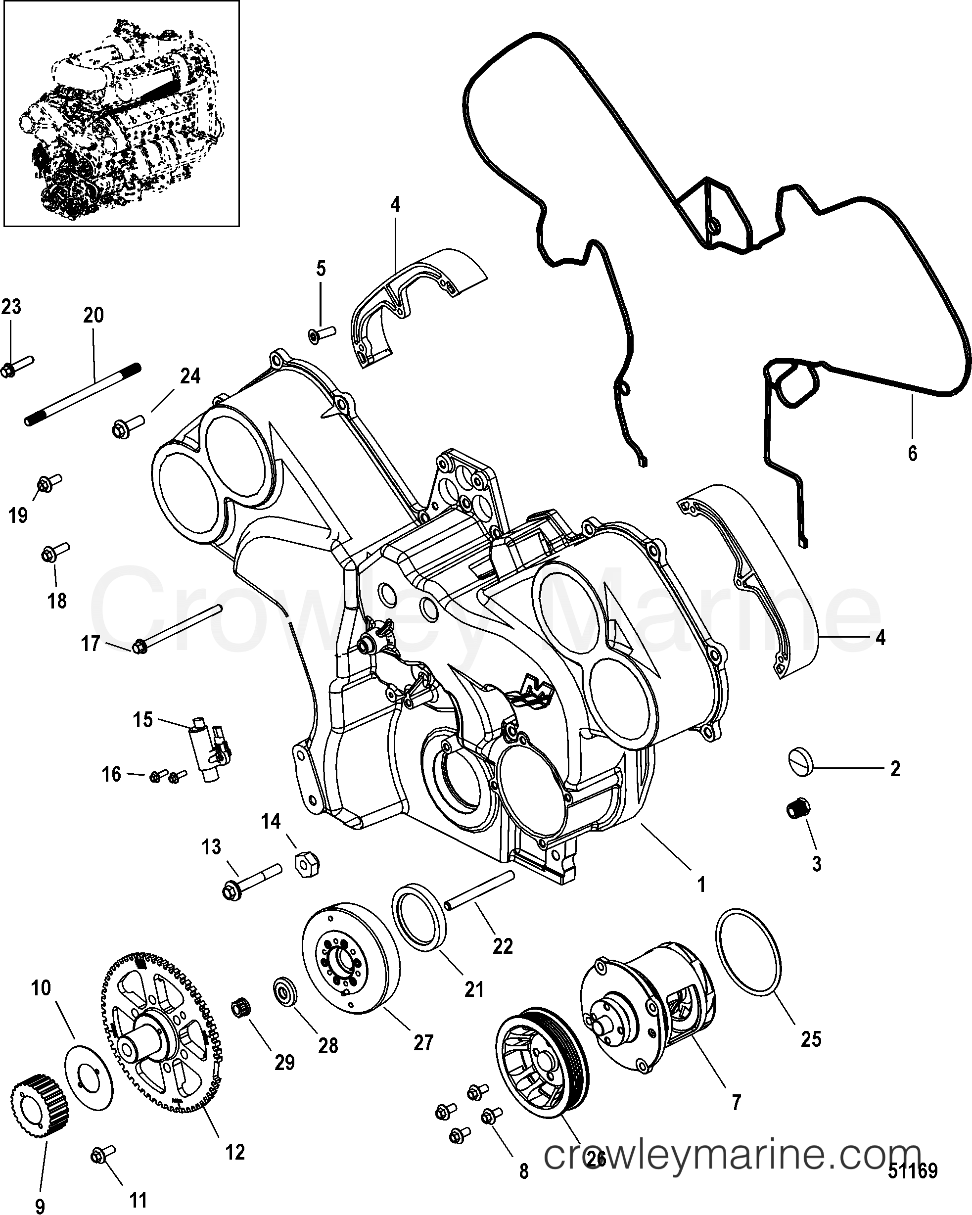 COVER ASSEMBLY AND CIRCULATING PUMP, 0M968146 AND ABOVE - 2010 Race ...