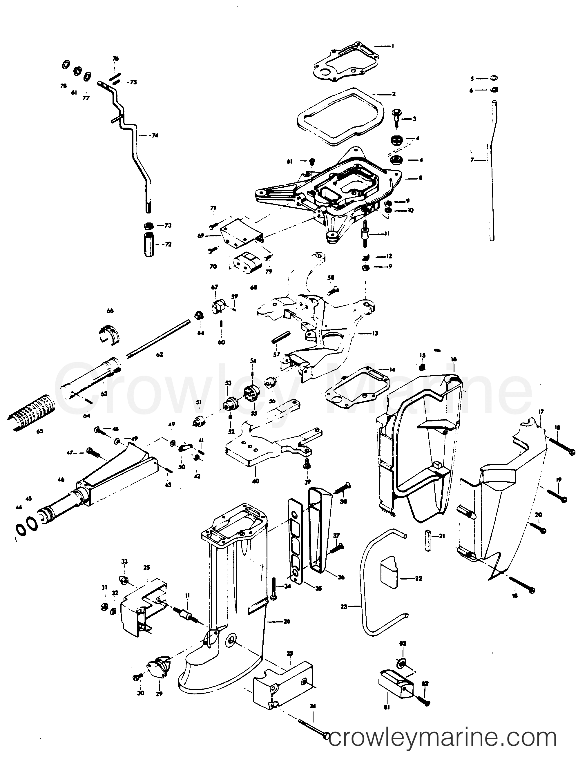 MOTOR LEG - 1977 Outboard 25 H0252H77B | Crowley Marine