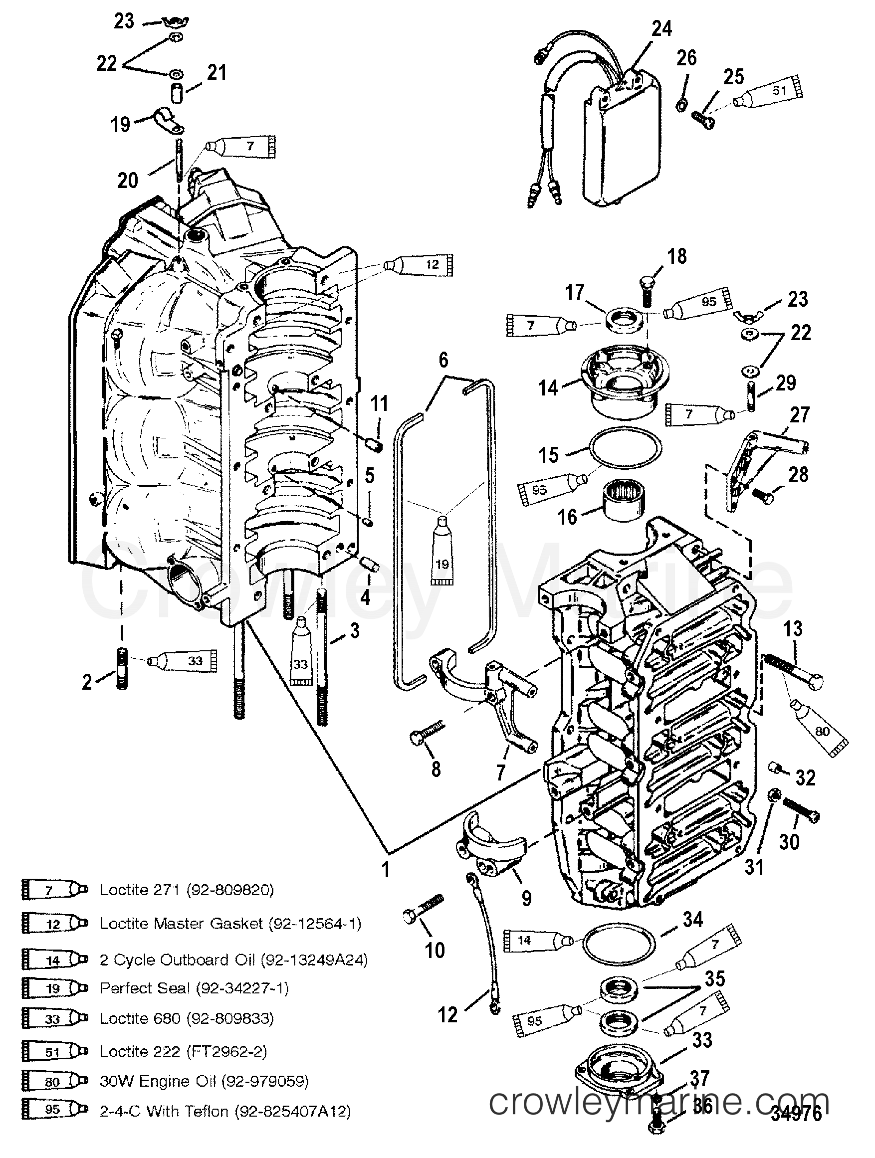 CYLINDER BLOCK AND END CAPS - Serial Range Race Outboard 150/200 EFI ...