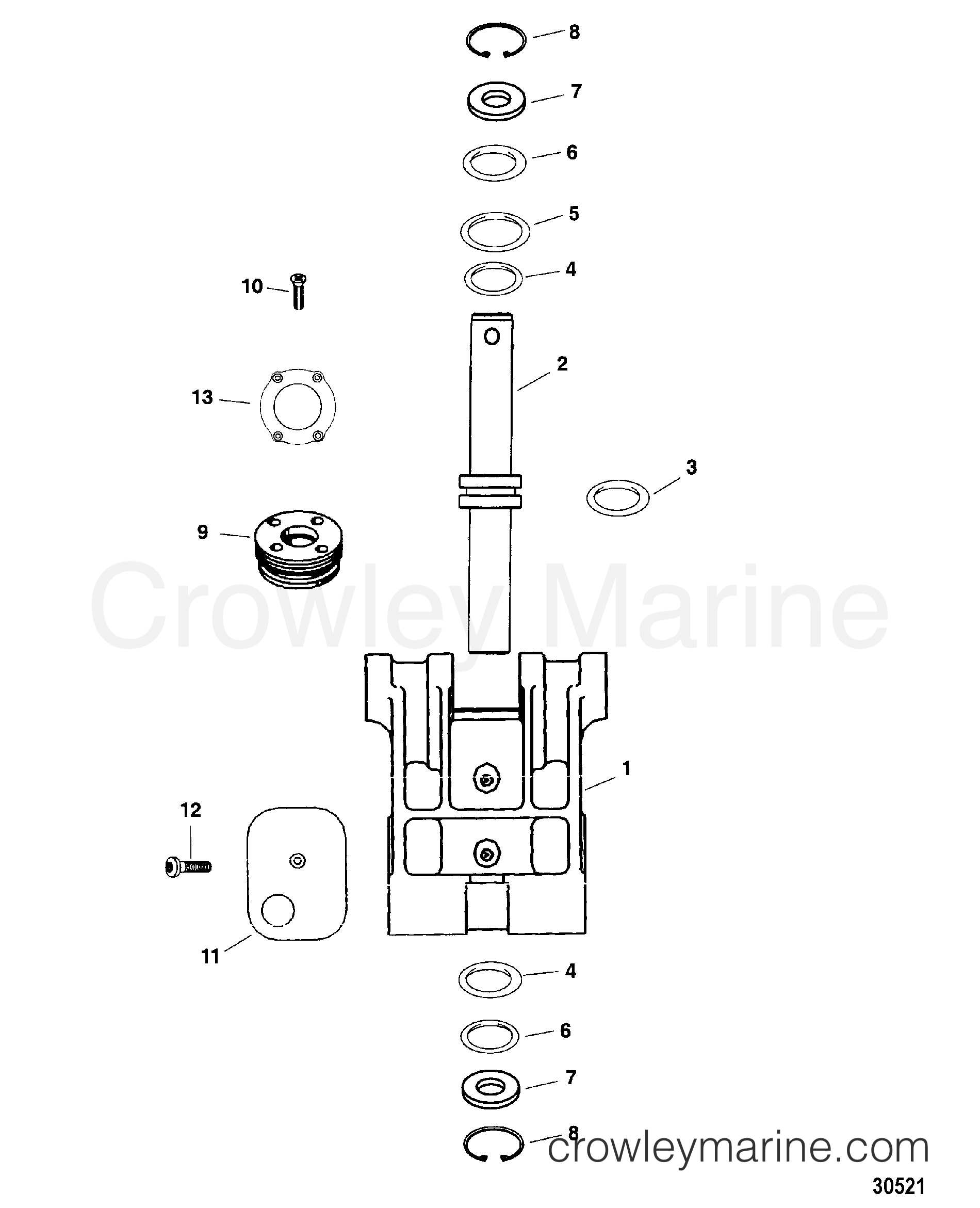 SWIVEL BRACKET ASSEMBLY - 1991 Race Outboard S2000 7920577YH | Crowley ...