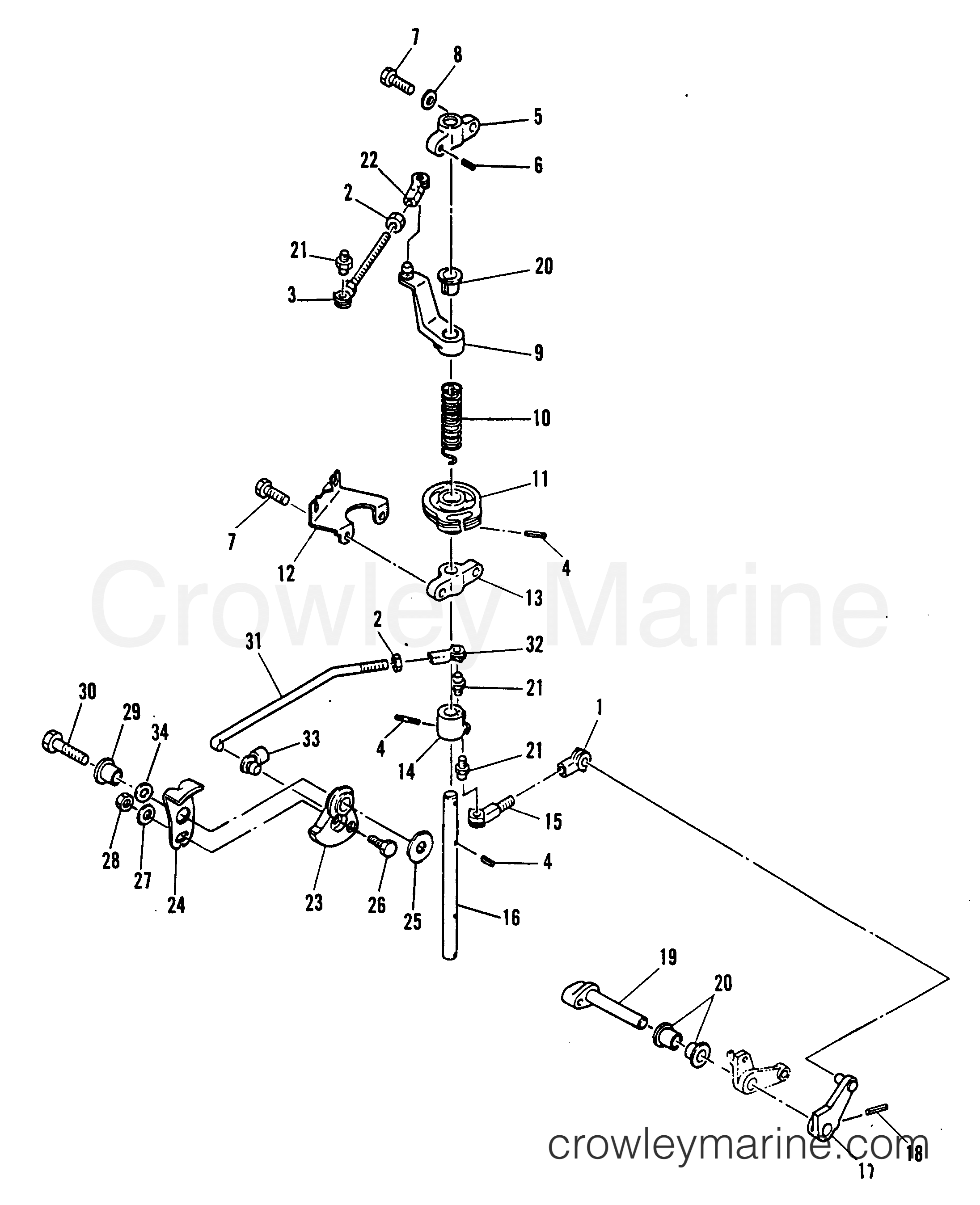 THROTTLE CONTROL - 1982 Outboard 40 [EL] 7040522 | Crowley Marine