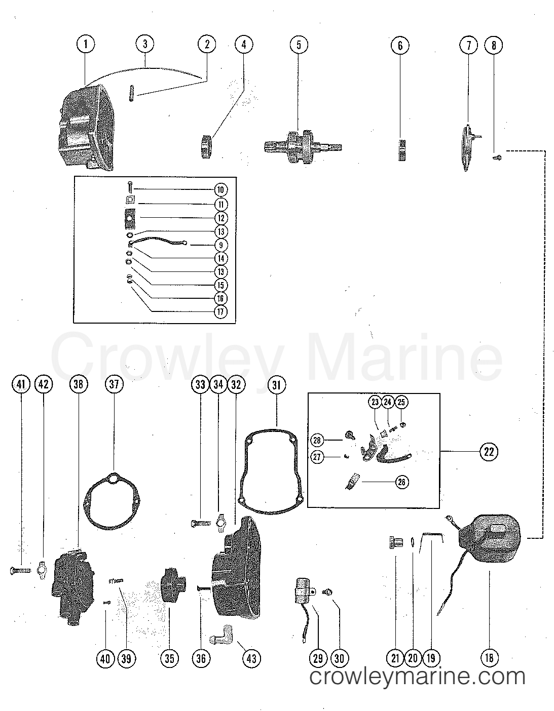 MAGNETO ASSEMBLY (INTERNAL PARTS) - Serial Range Outboard 650 (4 CYL ...