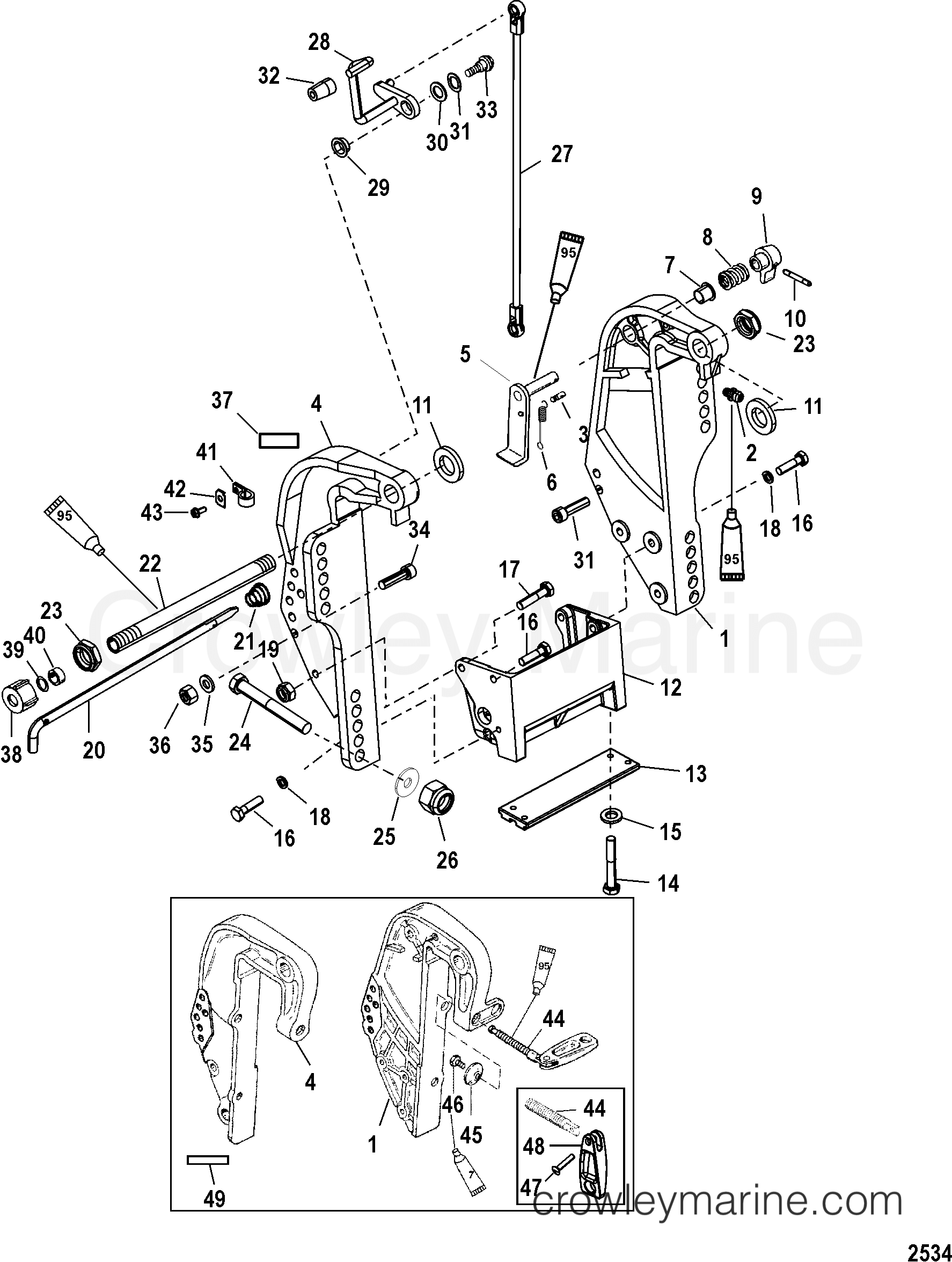 TRANSOM BRACKET - 2003 Outboard 40EFI 7A404523B | Crowley Marine