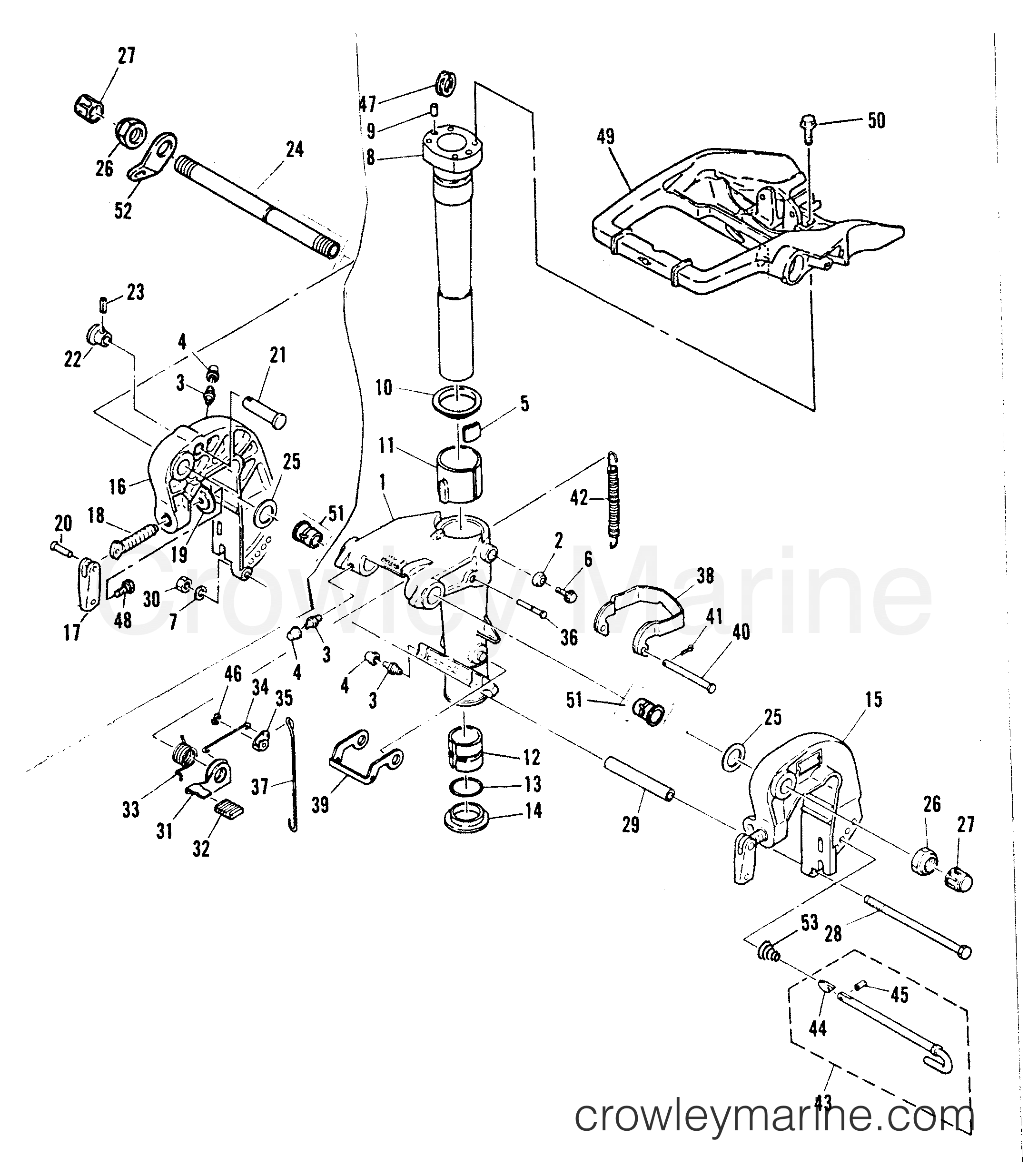 CLAMP AND SWIVEL BRACKET/REVERSE LOCK - 1989 Outboard 25 [ML] 7025217PW ...