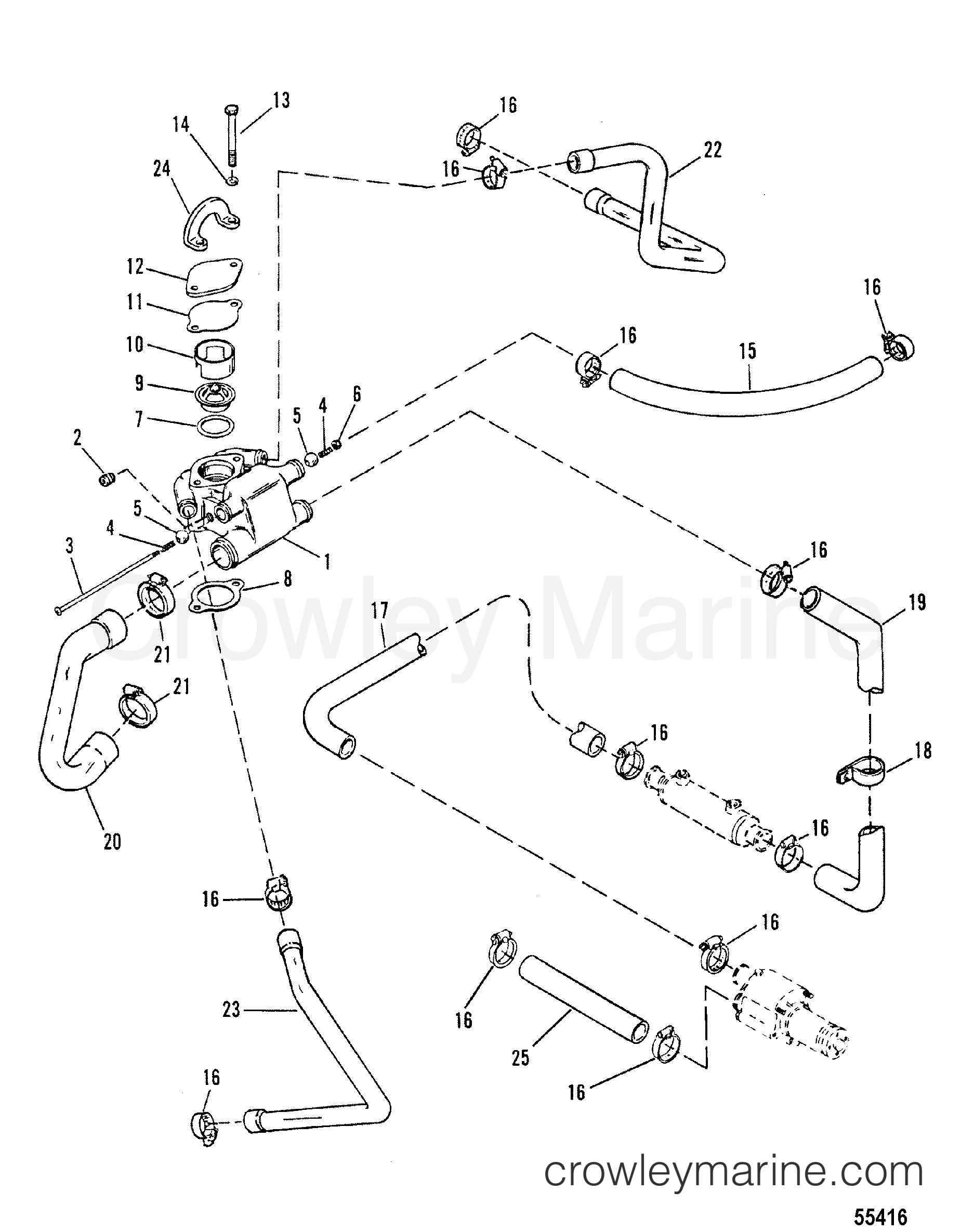 THERMOSTAT HOUSING NEW DESIGN - 1988 Stern Drive 454 [BRAVO] 4454110AS ...