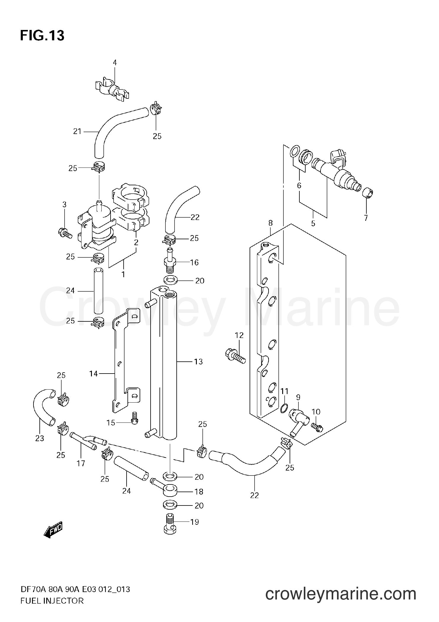 FUEL INJECTOR - Serial Range Four-Stroke Outboard 90 DF90A 09003F ...