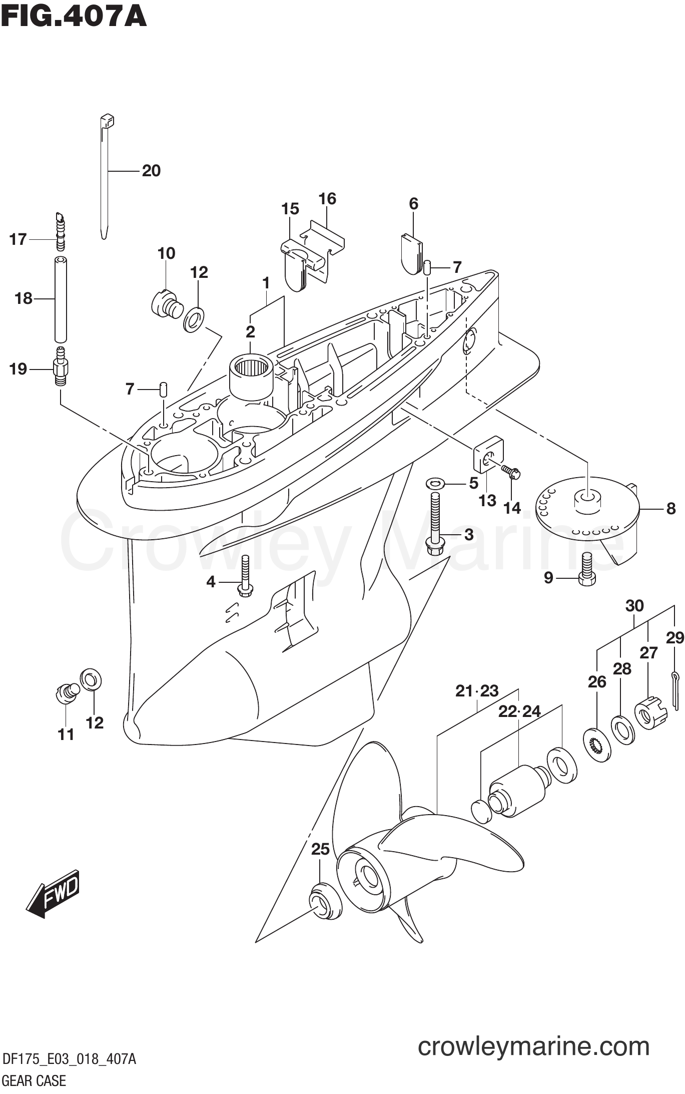 GEAR CASE (DF150T)(DF175T) - 2018 Four-Stroke Outboard 150 DF150ST | Crowley Marine