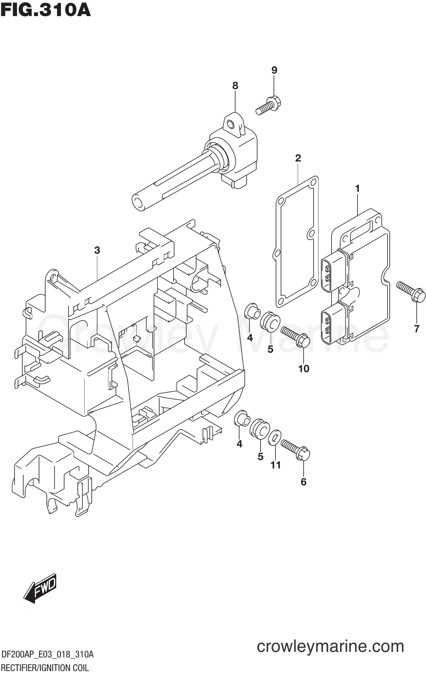 RECTIFIER/IGNITION COIL - Serial Range Four-Stroke Outboard 150 DF150AP ...