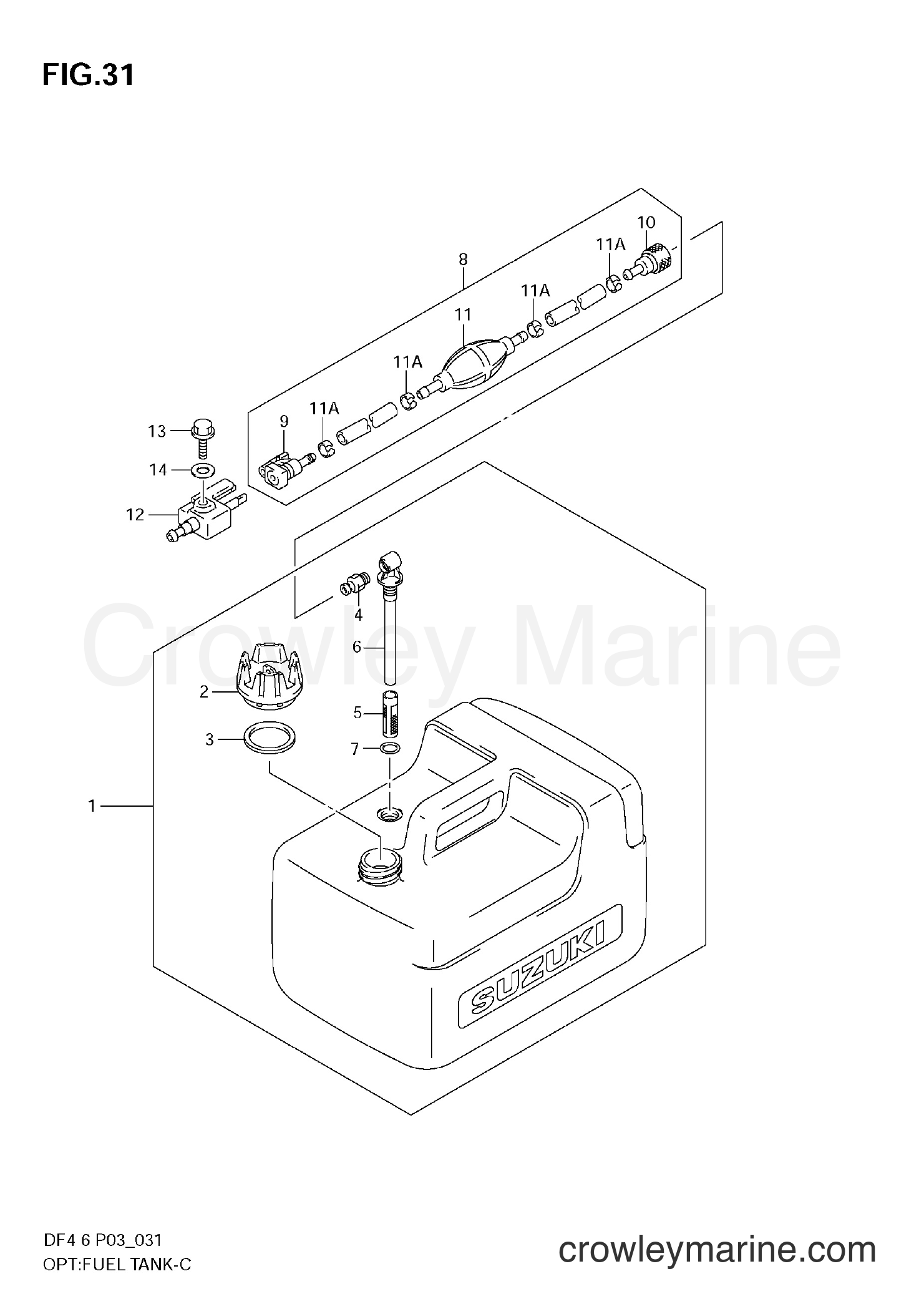 OPT : FUEL TANK (RESIN) - 2003 Four-Stroke Outboard 4 DF4 | Crowley Marine