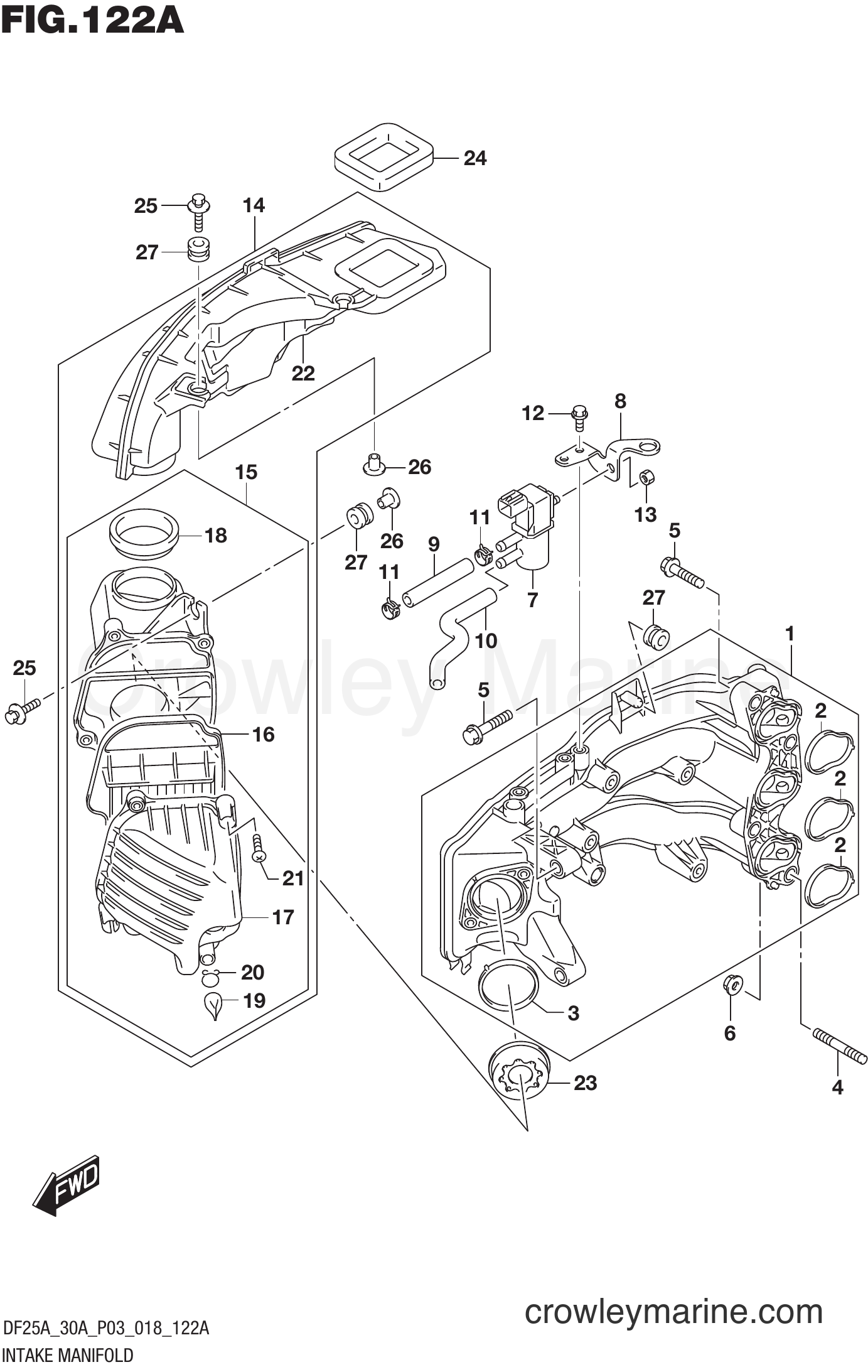 INTAKE MANIFOLD (DF25A)(DF25AT)(DF25ATH)(DF25AQ) - Serial Range Four ...