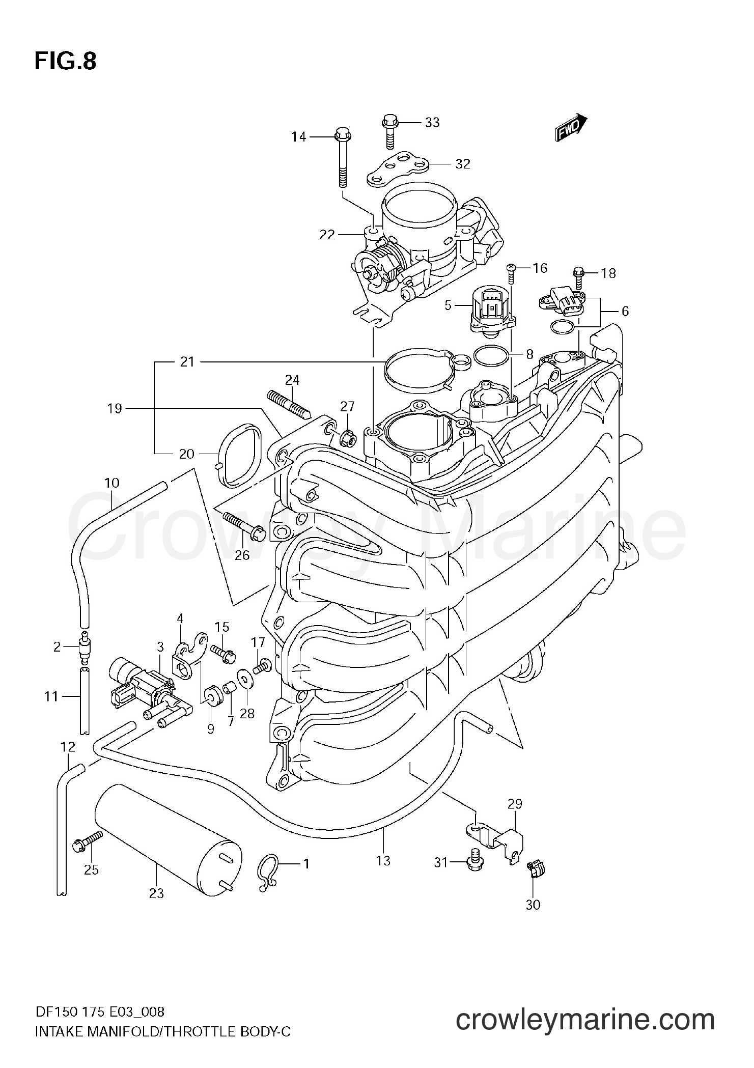 INTAKE MANIFOLD / THROTTLE BODY - 2006 Four-Stroke Outboard 150 DF150 | Crowley Marine