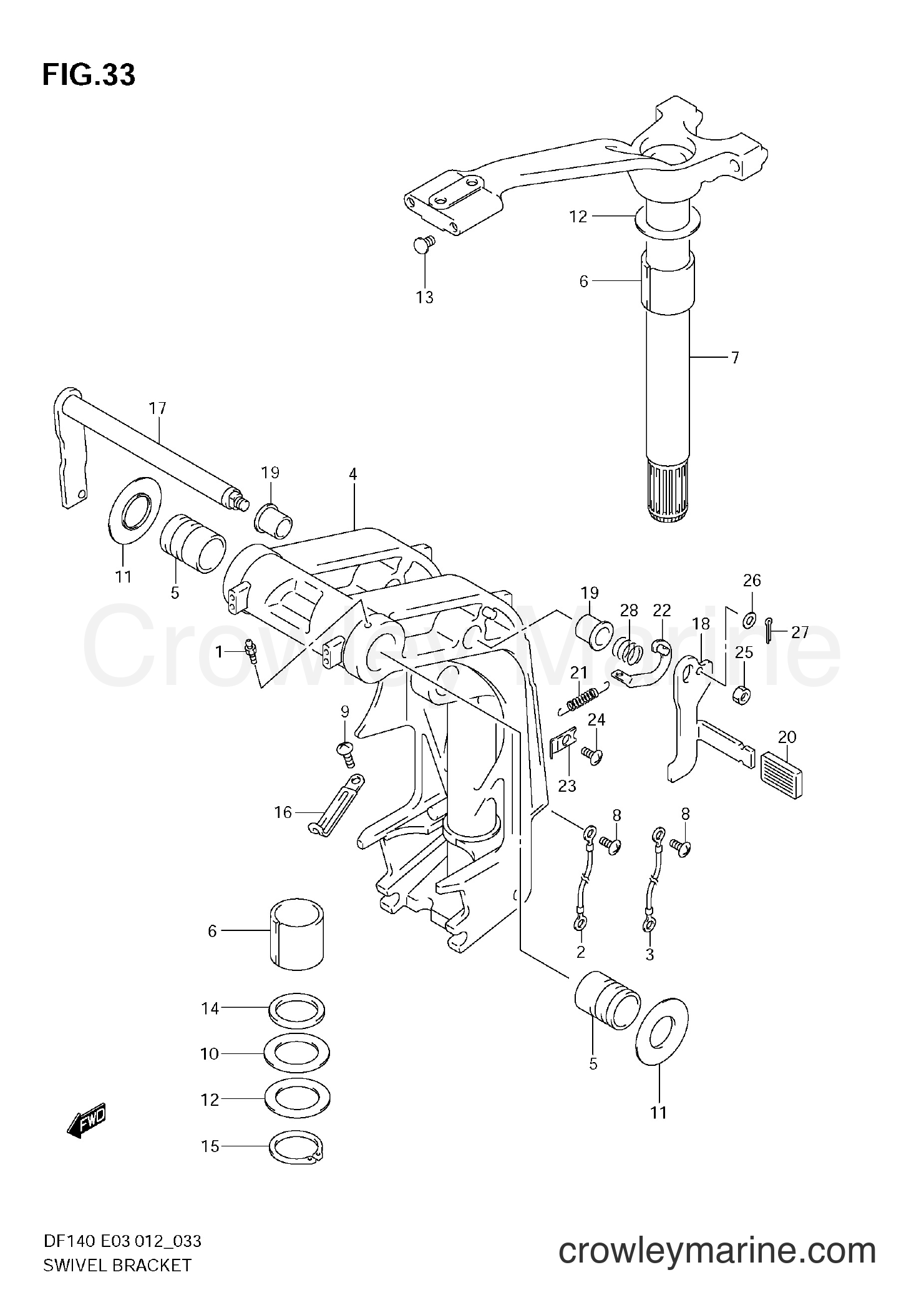SWIVEL BRACKET (DF140T) - Serial Range Four-Stroke Outboard 140 DF140T ...