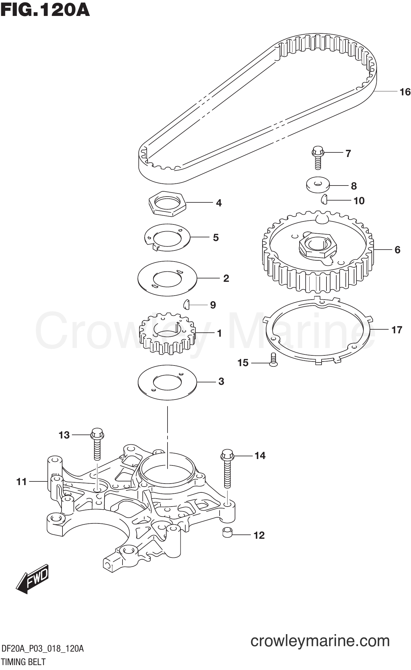 TIMING BELT - Serial Range Four-Stroke Outboard 20 DF20A 810001~ | Crowley Marine