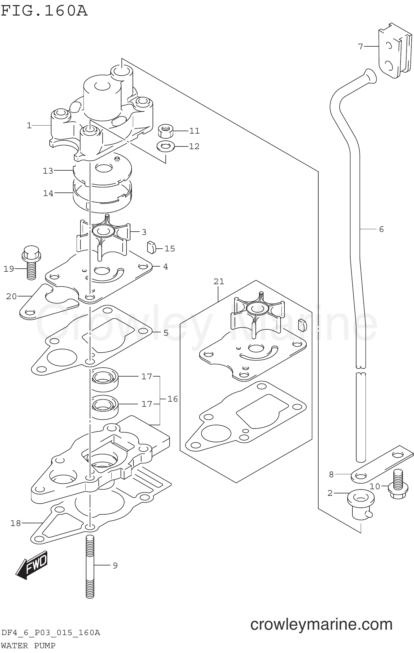 WATER PUMP - Serial Range Four-Stroke Outboard 4 DF4 510001~ | Crowley ...