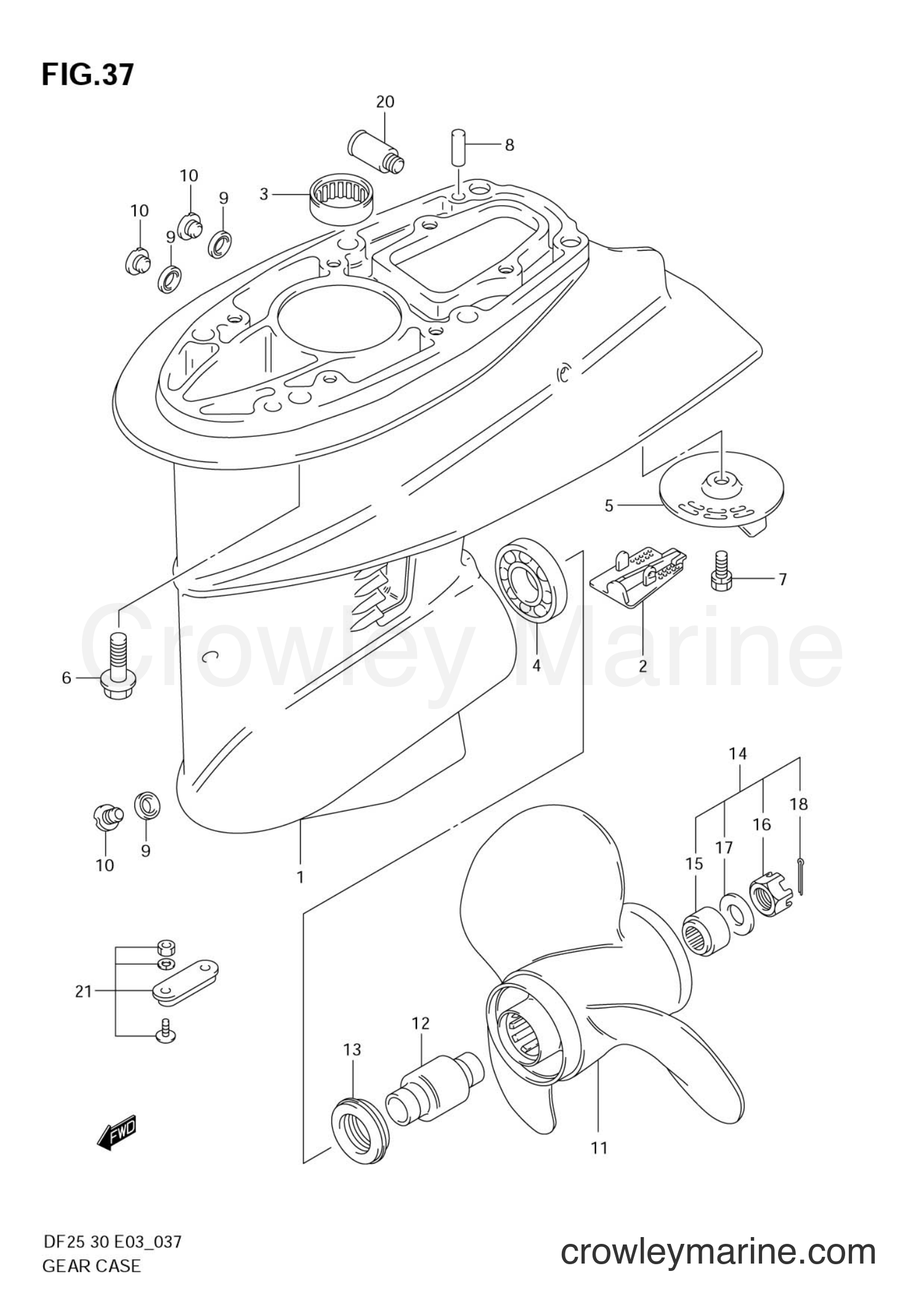 GEAR CASE - 2000 Four-Stroke Outboard 25 DF25 | Crowley Marine