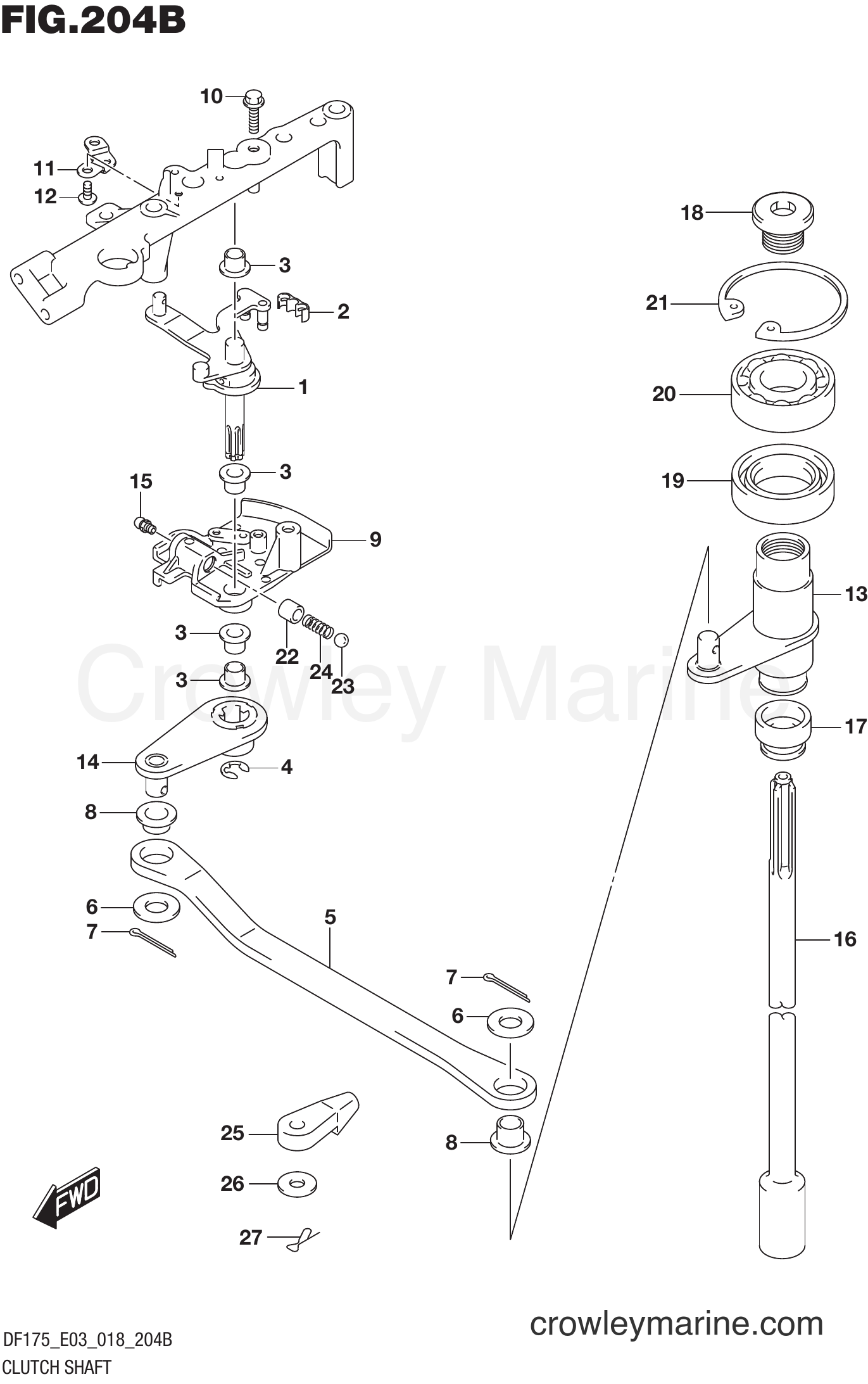 CLUTCH SHAFT (DF150Z)(DF175Z) - 2018 Four-Stroke Outboard 150 DF150ST | Crowley Marine