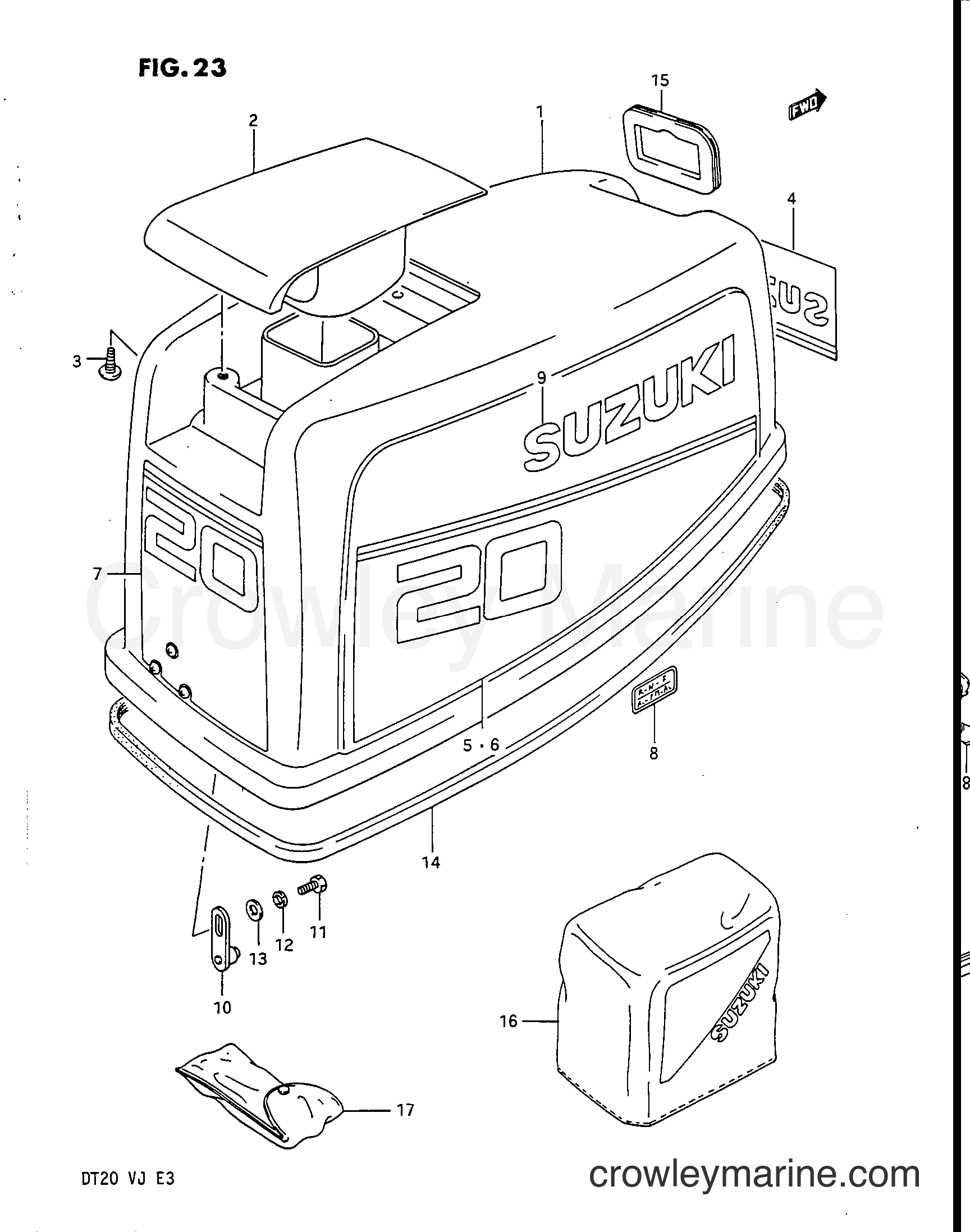 ENGINE COVER - 1986 Two-Stroke Outboard 20 DT20 | Crowley Marine
