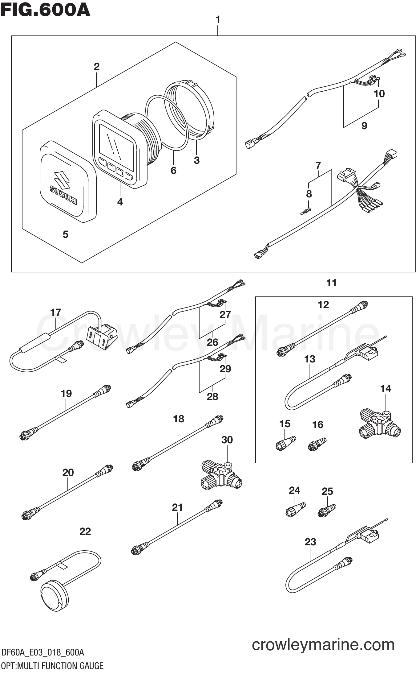 OPT:MULTI FUNCTION GAUGE - Serial Range Four-Stroke Outboard 40 DF40A ...