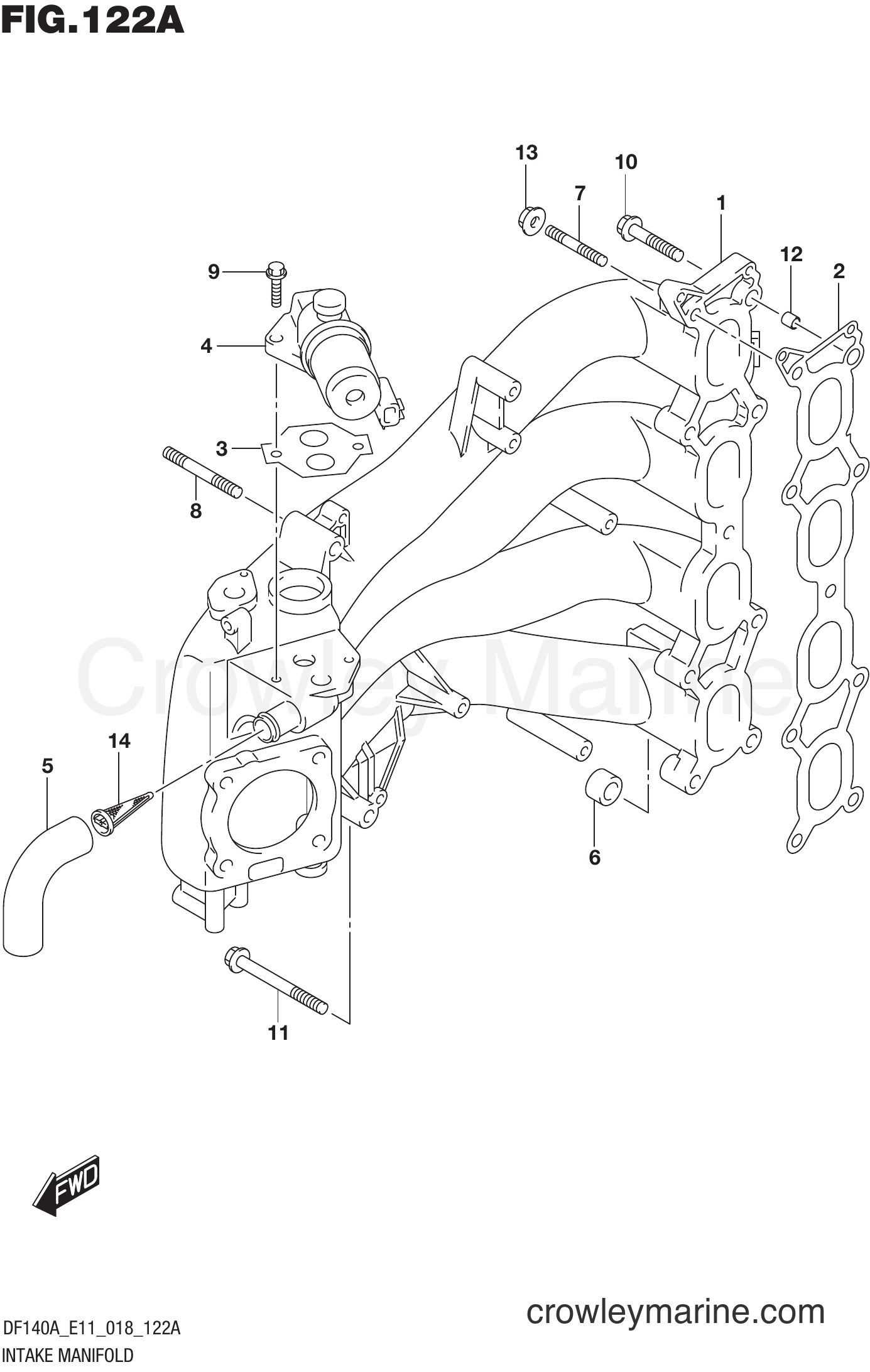 INTAKE MANIFOLD - Serial Range Four-Stroke Outboard 115 DF115AZ 810001~ | Crowley Marine