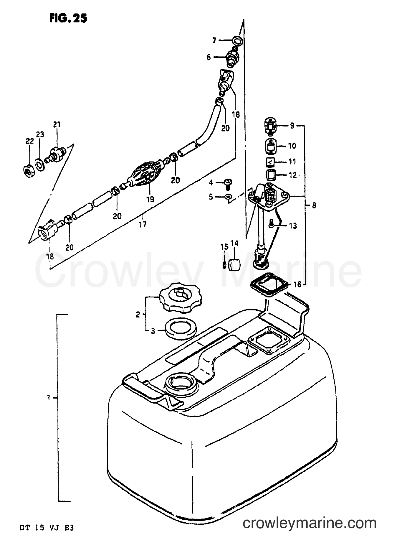 FUEL TANK (MODEL VJ) - 1986 Two-Stroke Outboard 15 DT15 | Crowley Marine