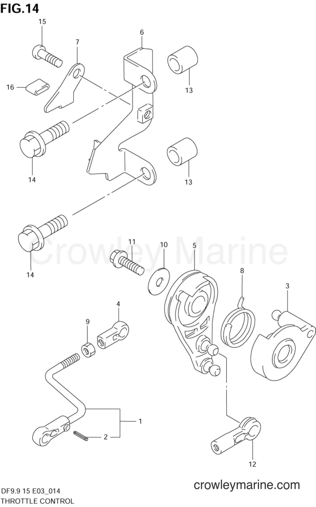 THROTTLE CONTROL - 1996 Four-Stroke Outboard 15 DF15 | Crowley Marine