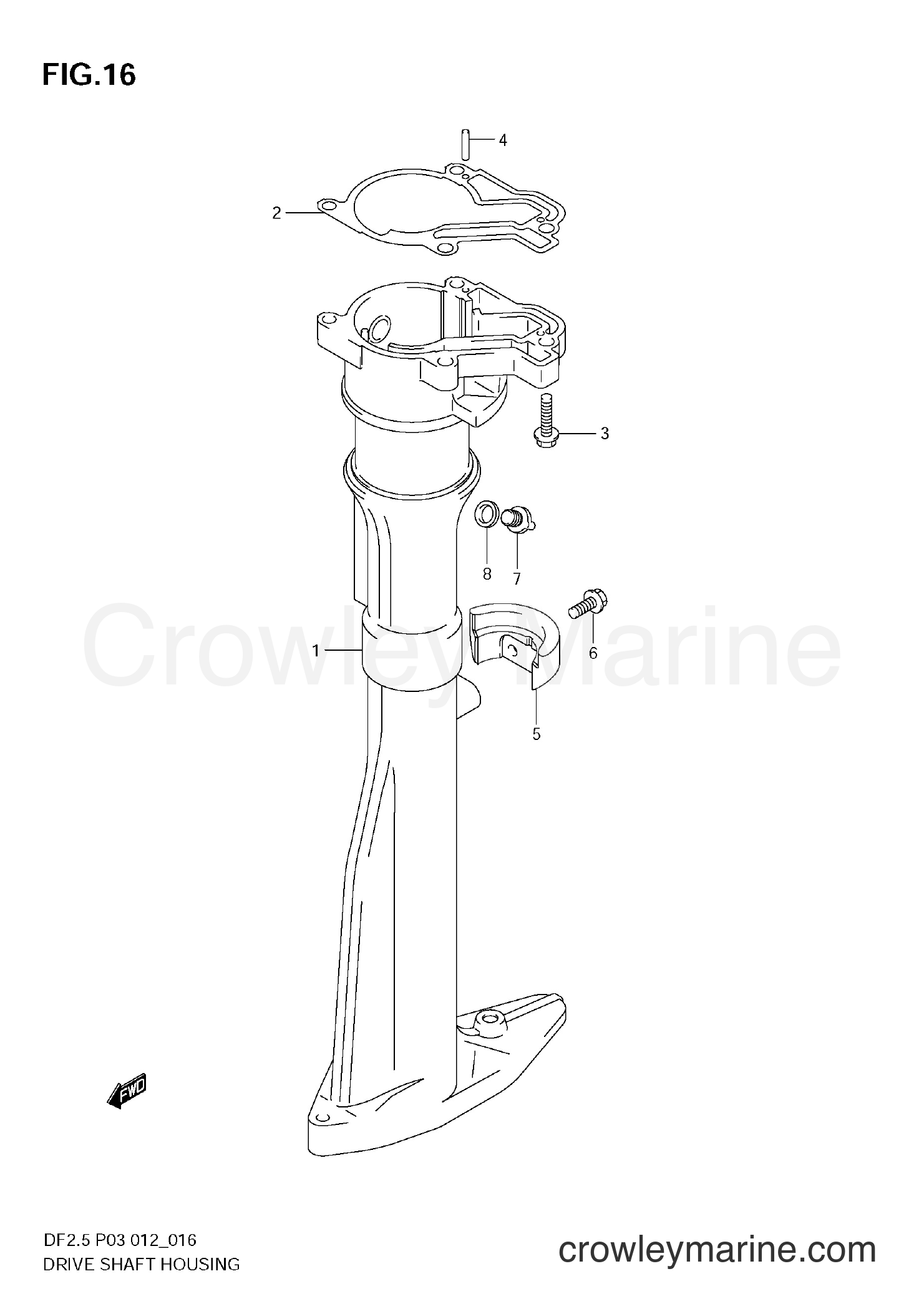 DRIVE SHAFT HOUSING - Serial Range Four-Stroke Outboard 2.5 DF2.5 ...