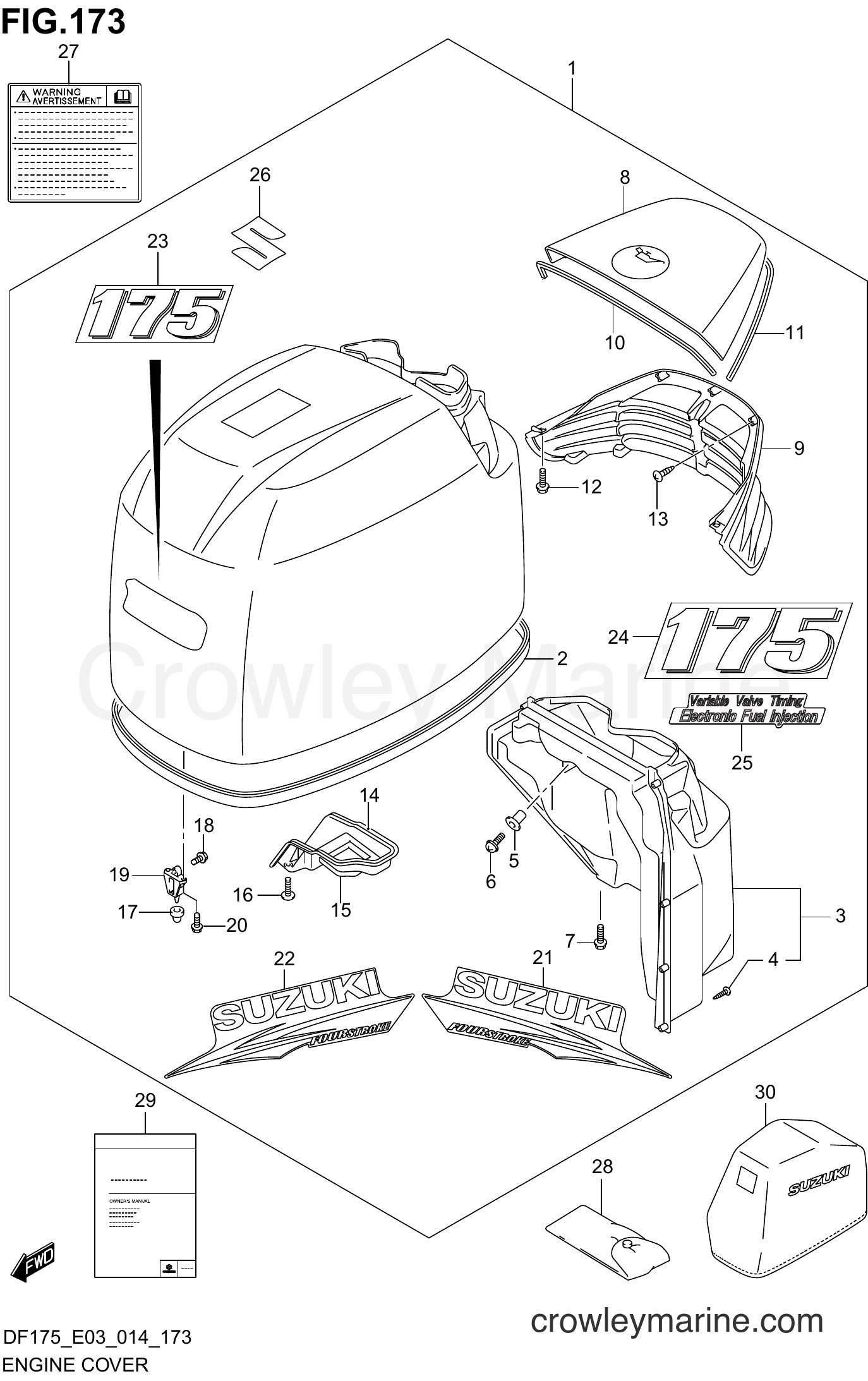 ENGINE COVER (FOR 0EP) (DF175T E03) - Serial Range Four-Stroke Outboard ...