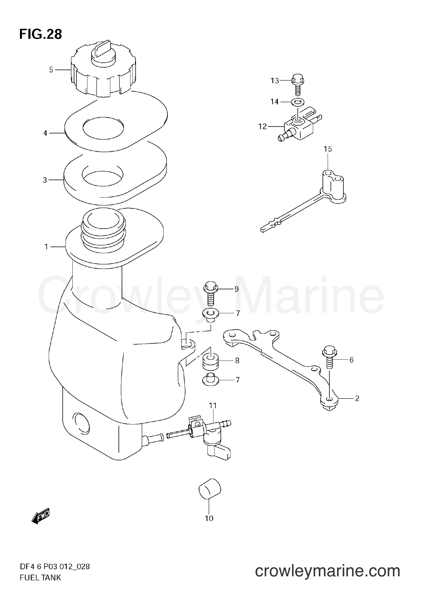 FUEL TANK (DF6) - Serial Range Four-Stroke Outboard 4 DF4 00402F-210001 ...
