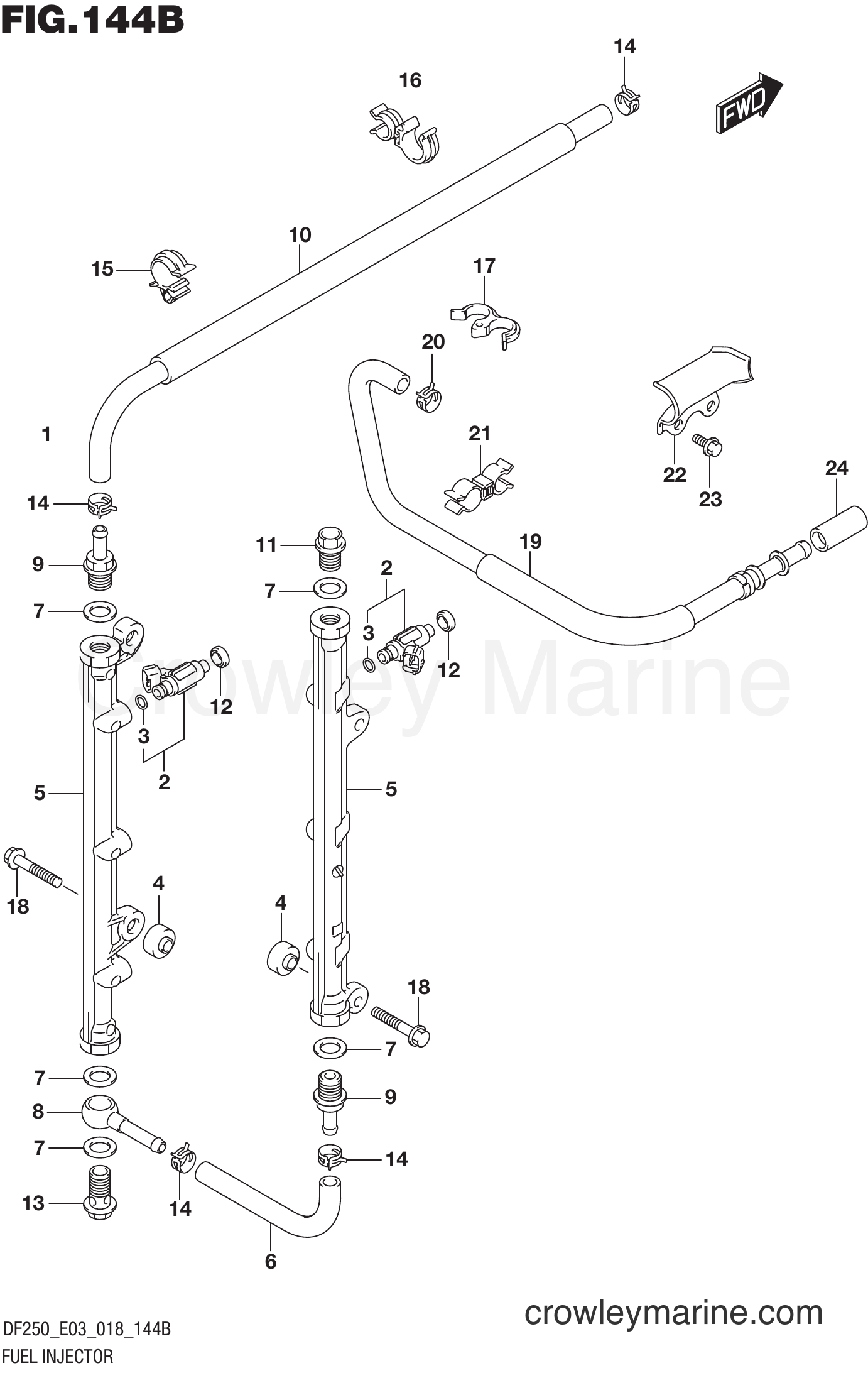 FUEL INJECTOR (DF250ST) - Serial Range Four-Stroke Outboard 200 DF200T ...