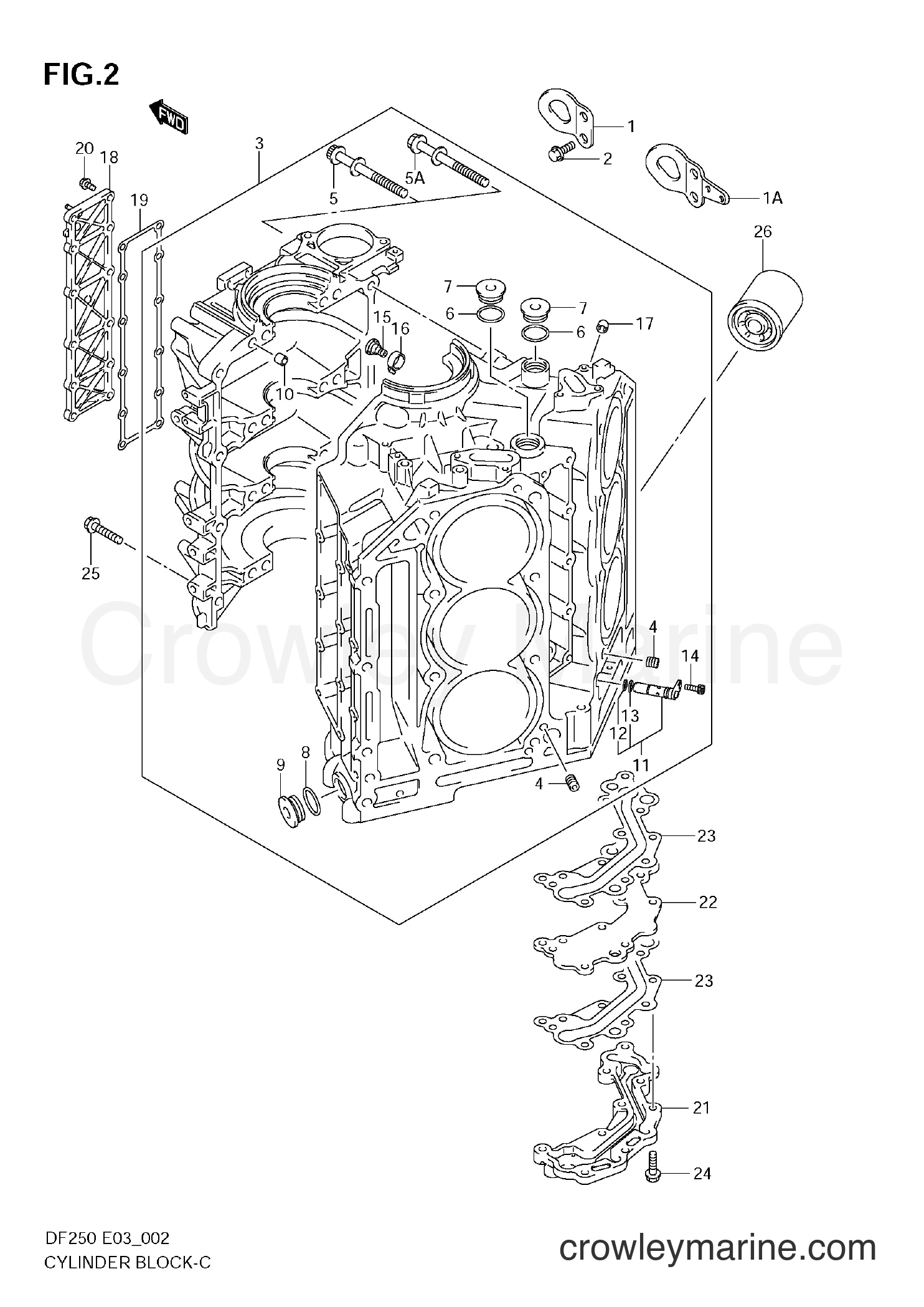 CYLINDER BLOCK - 2008 Four-Stroke Outboard 250 DF250T | Crowley Marine